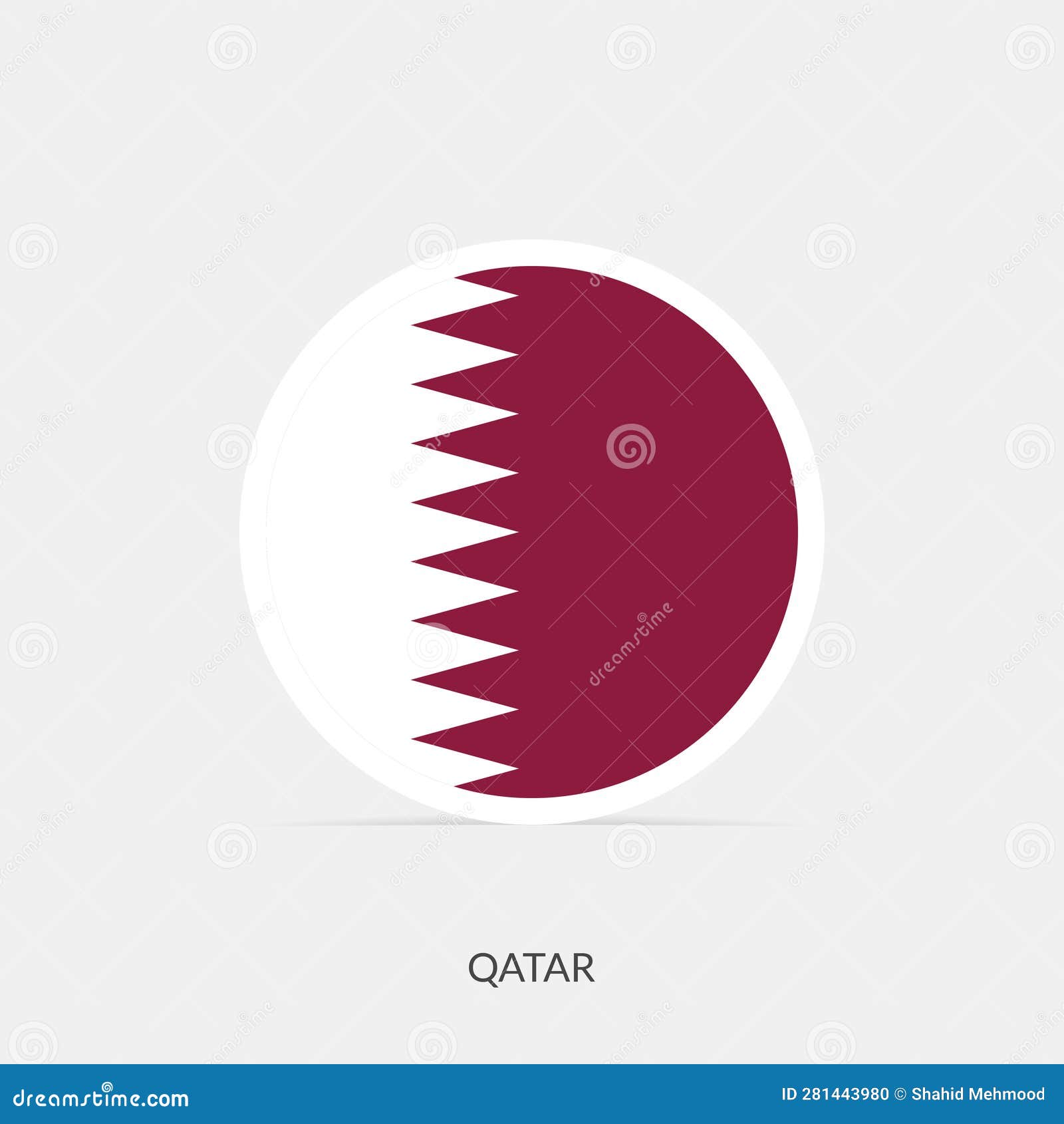 Qatar Round Flag Icon. Round World Flags Vector Illustration Icons Set ...