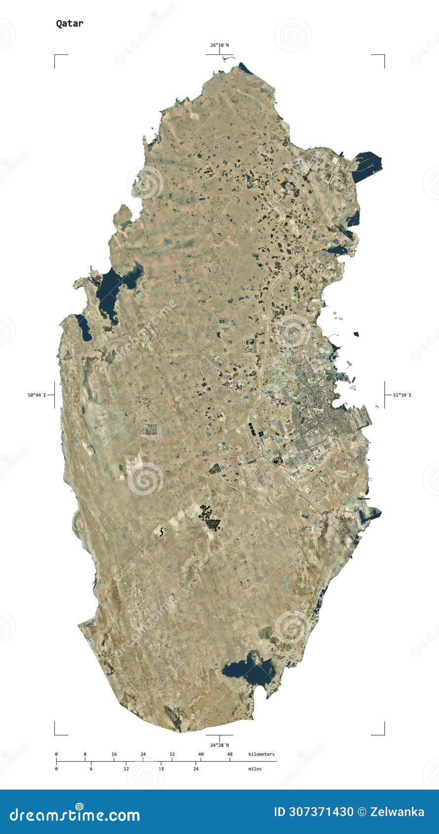 Qatar Shape on White. High-res Satellite Stock Illustration ...