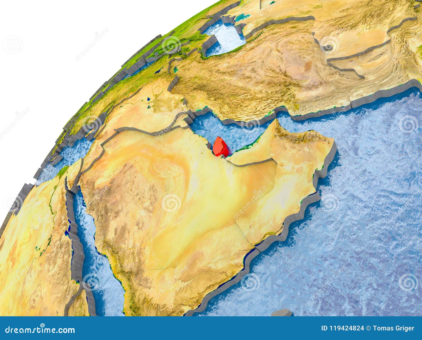 Map of Qatar in Red on Globe Stock Illustration - Illustration of world ...