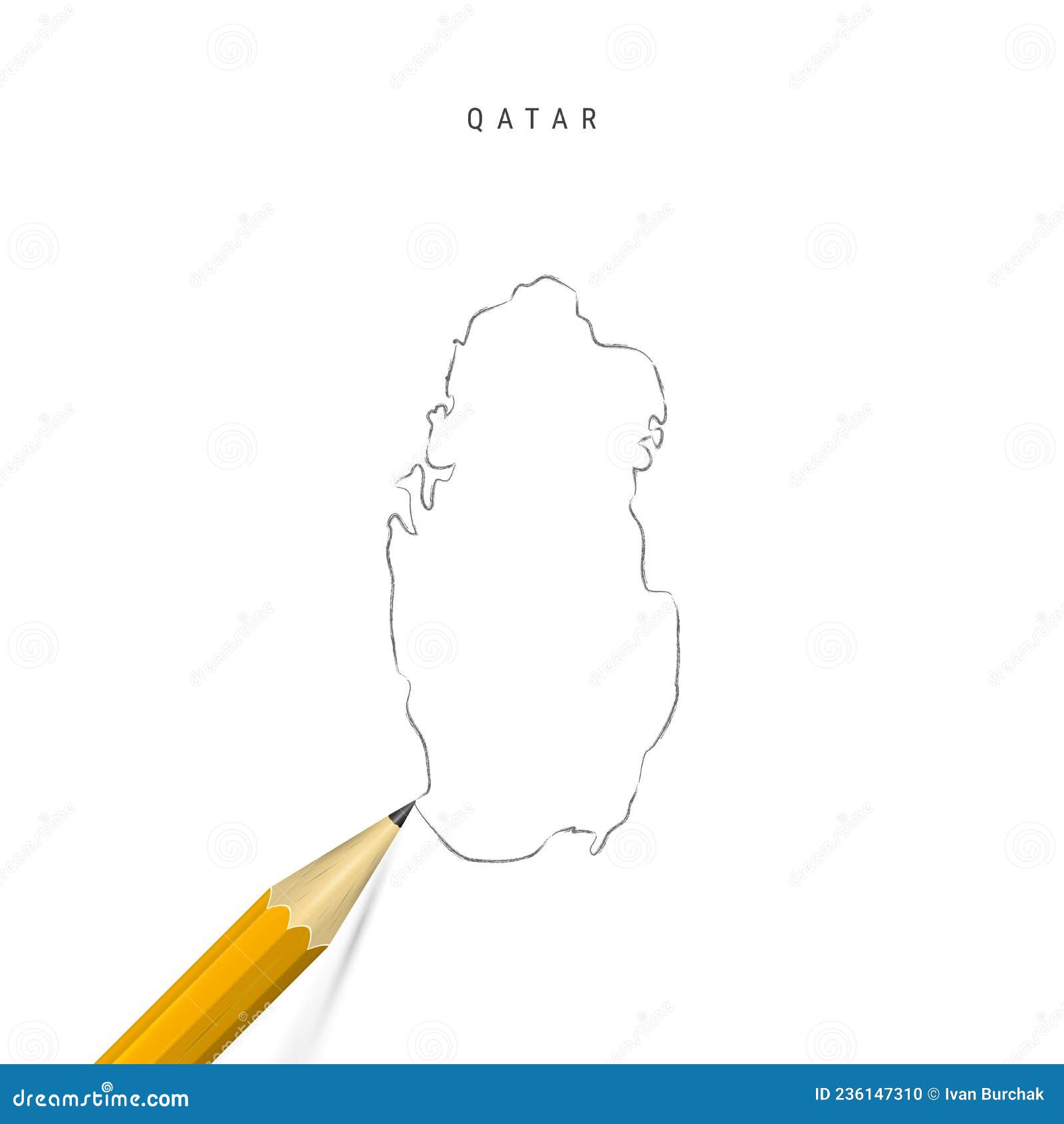 Qatar Freehand Sketch Outline Vector Map Isolated On White Background ...