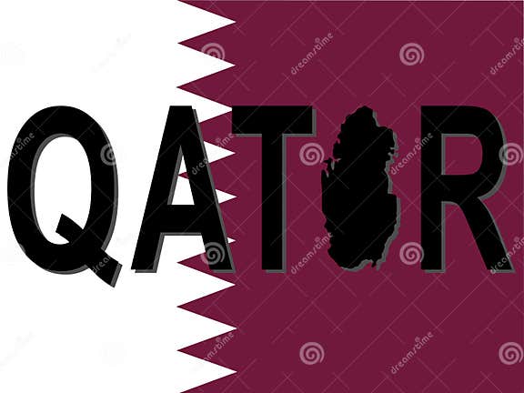 Qatar text with map stock vector. Illustration of qatar - 4006859