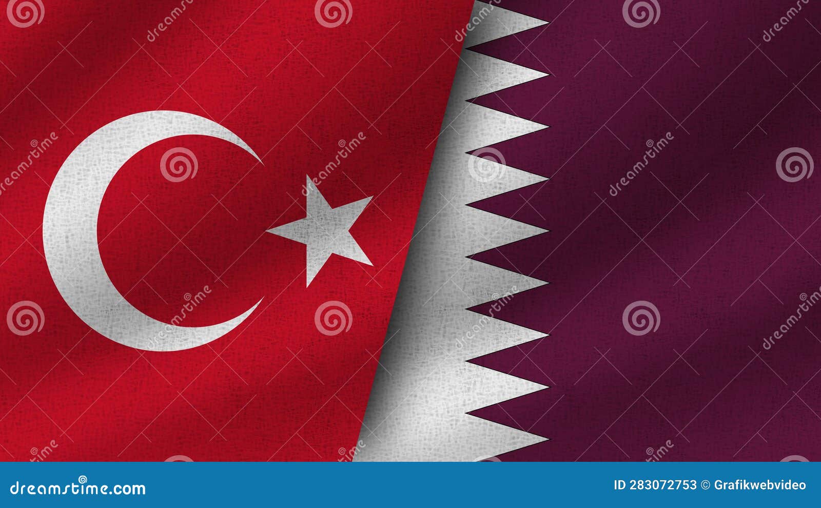 Qatar and Turkey Realistic Two Flags Together Stock Illustration ...