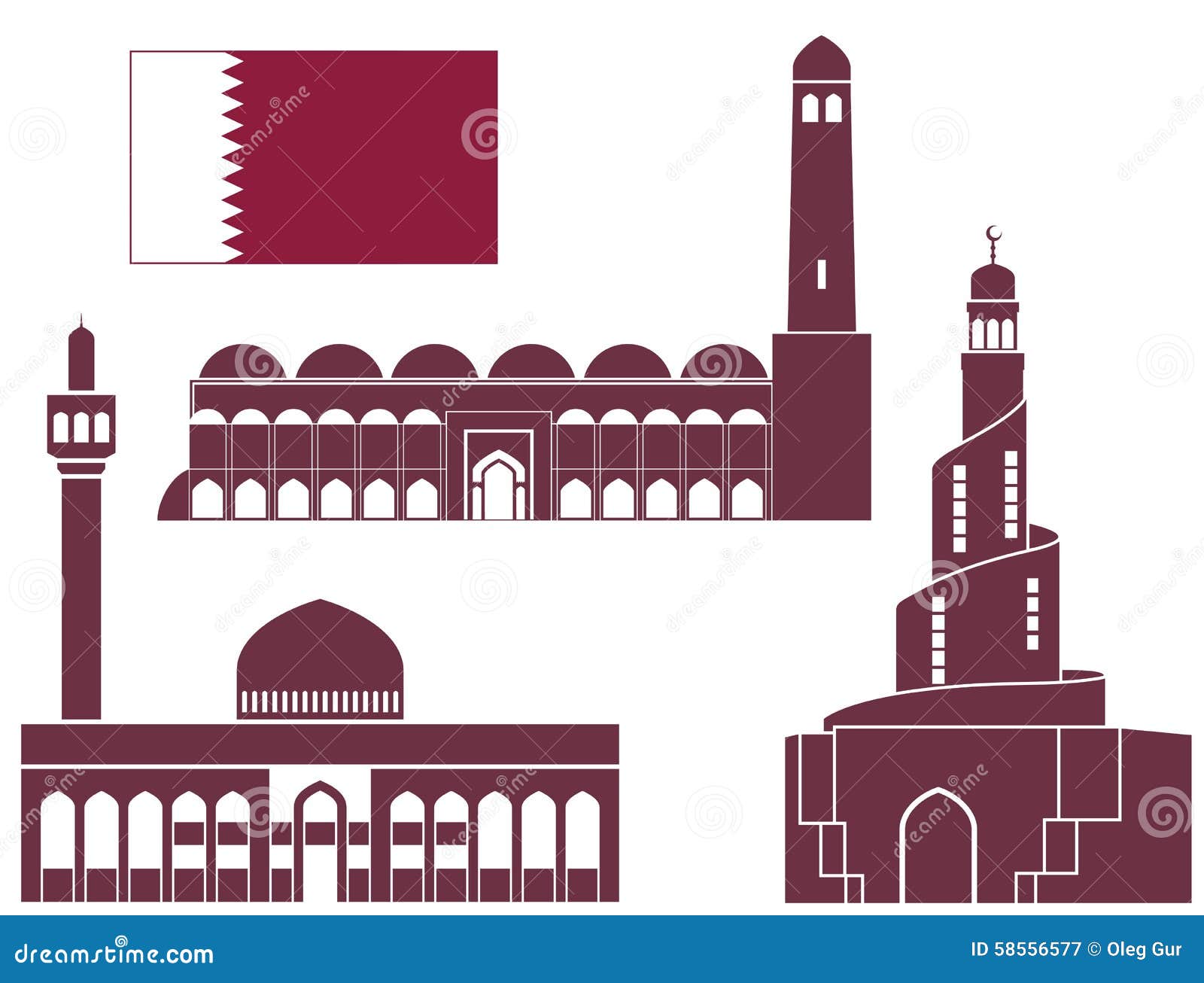 Qatar stock vector. Illustration of mosque, abstract - 58556577