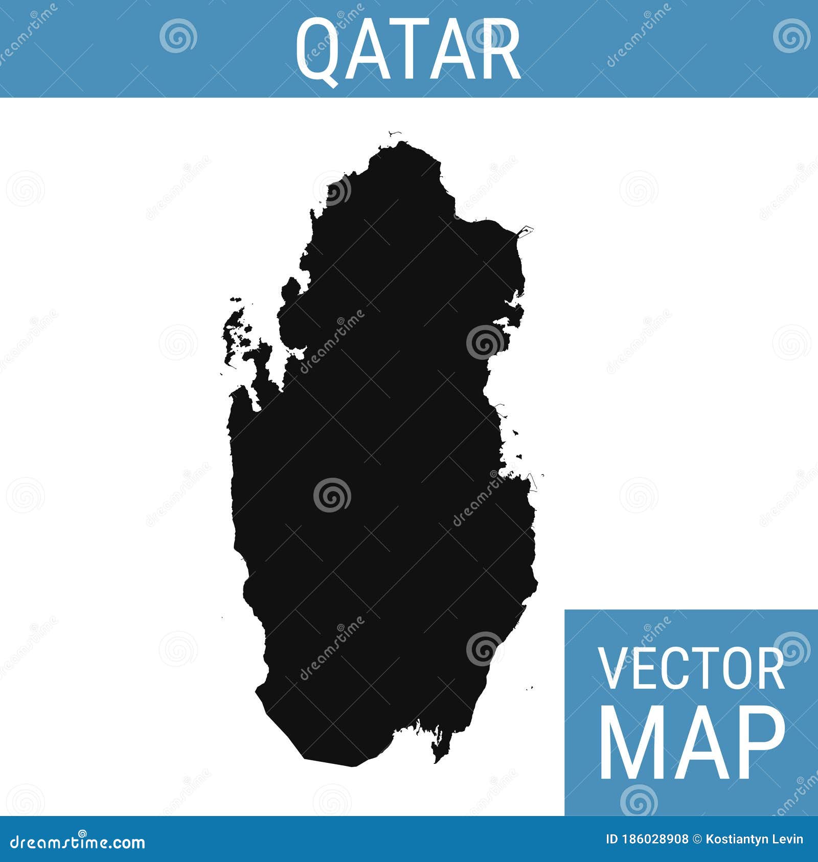 Qatar Vector Map Isolated On White Background. High-Detailed Black ...