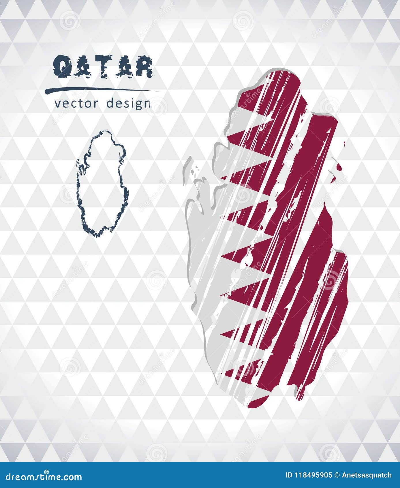 Qatar Vector Map with Flag Inside Isolated on a White Background ...
