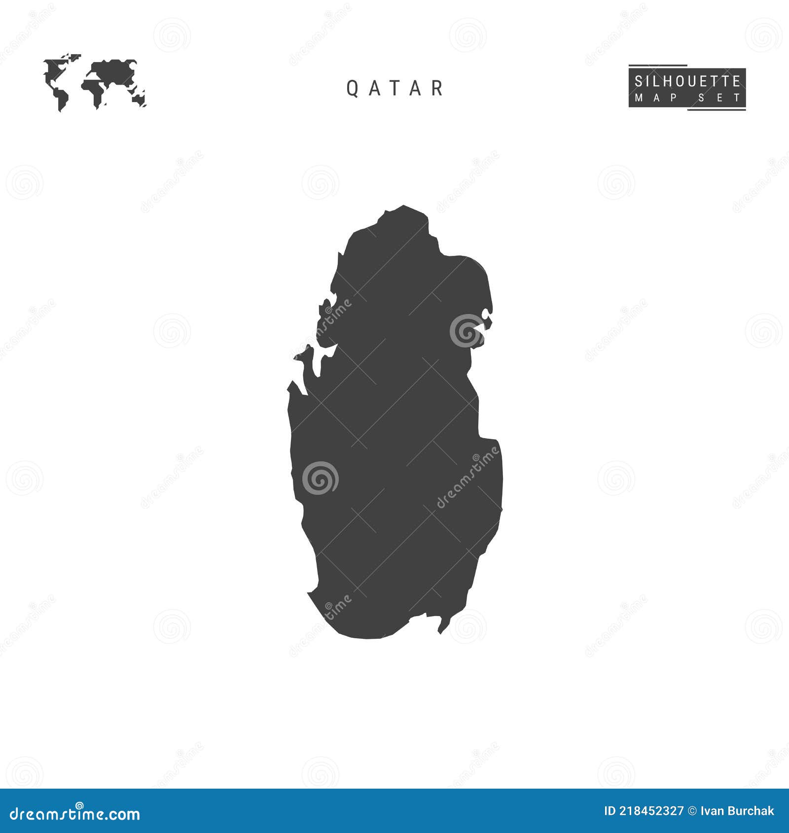 Qatar Vector Map Isolated On White Background. High-Detailed Black ...