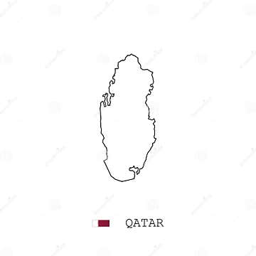 Qatar Vector Map Outline, Line, Linear. Qatar Black Map on White ...
