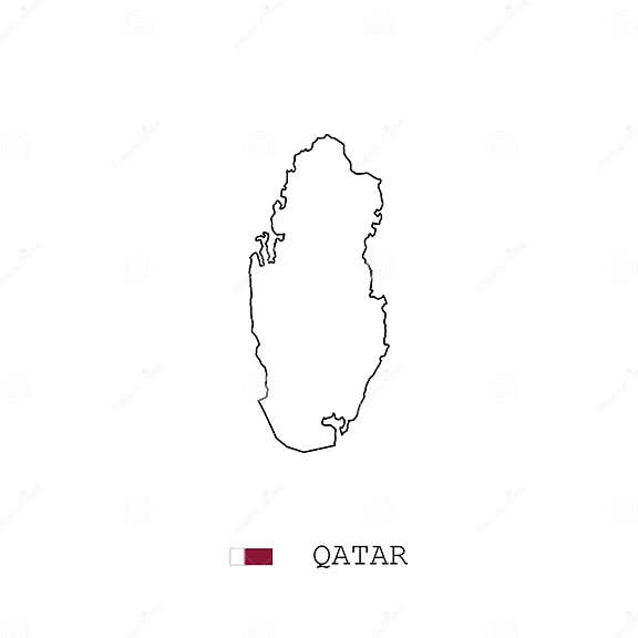 Qatar Vector Map Outline, Line, Linear. Qatar Black Map on White ...