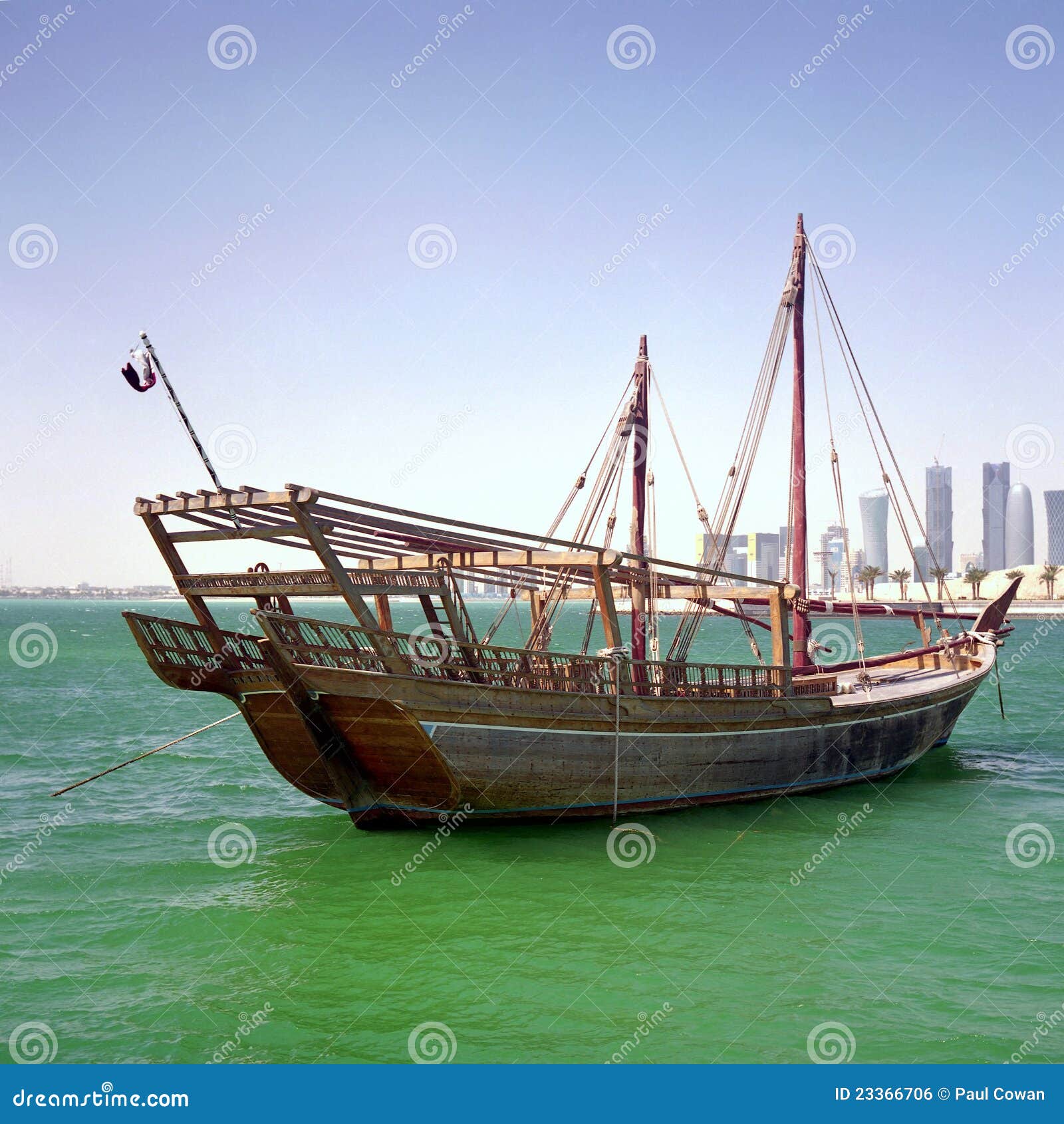 Qatari boom dhow stock photo. Image of arabia, green - 23366706