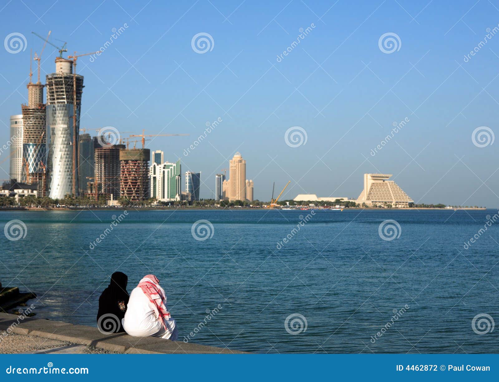 Qatari Couple on Doha Corniche Stock Photo - Image of sheraton, qatar ...
