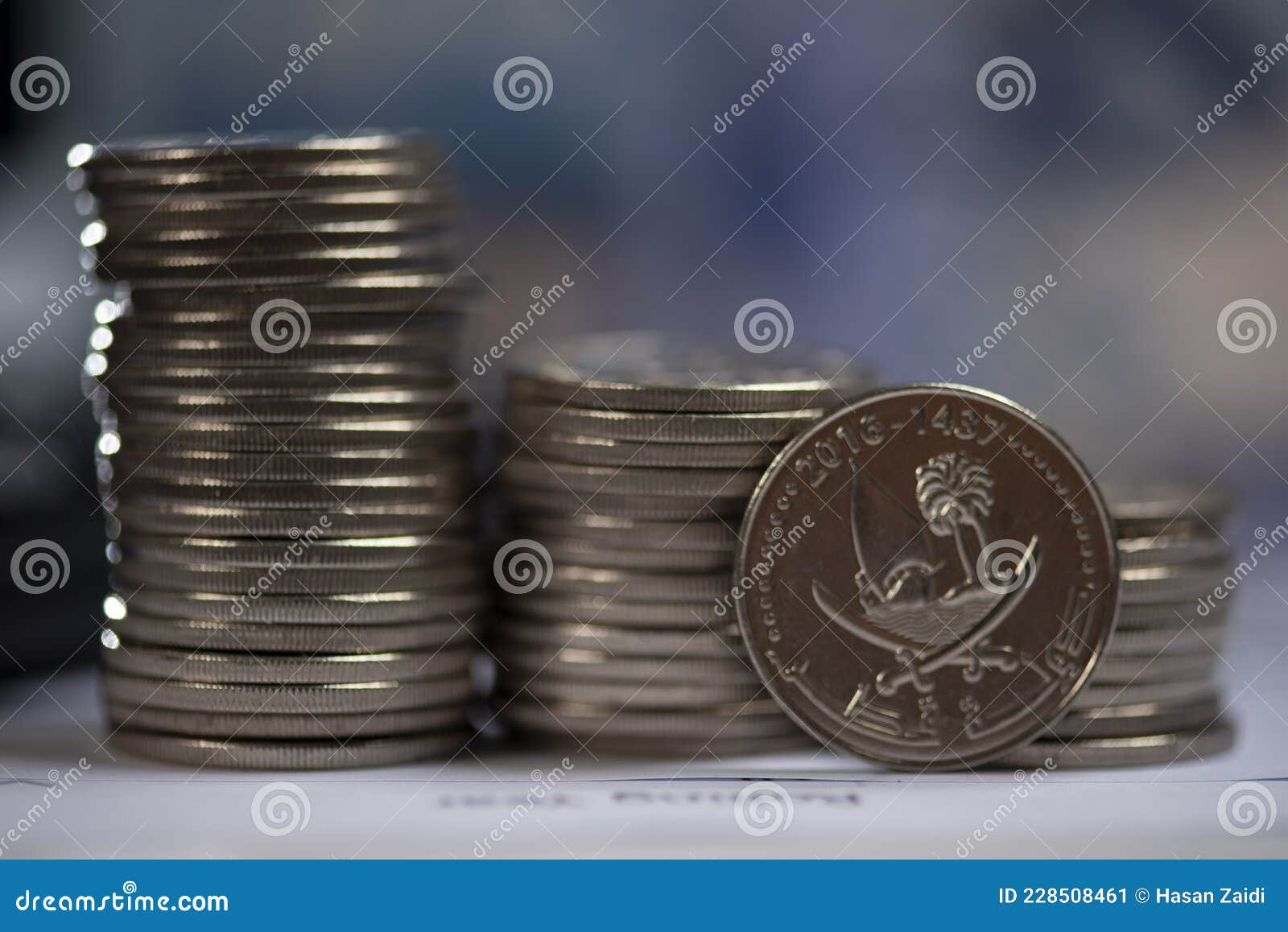 Qatari Money. Coins stock image. Image of exchange, circulating - 228508461