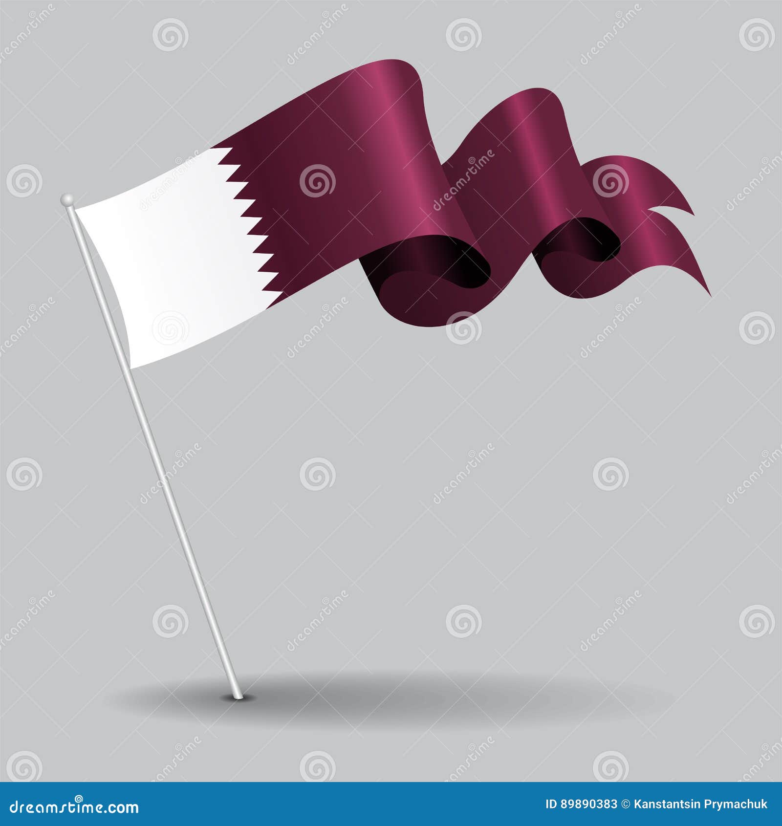 Qatari Pin Wavy Flag. Vector Illustration. Stock Vector - Illustration ...