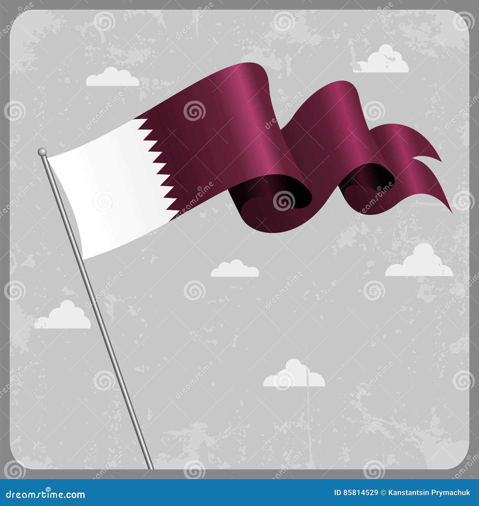 Qatari Wavy Flag. Vector Illustration. Stock Vector - Illustration of ...