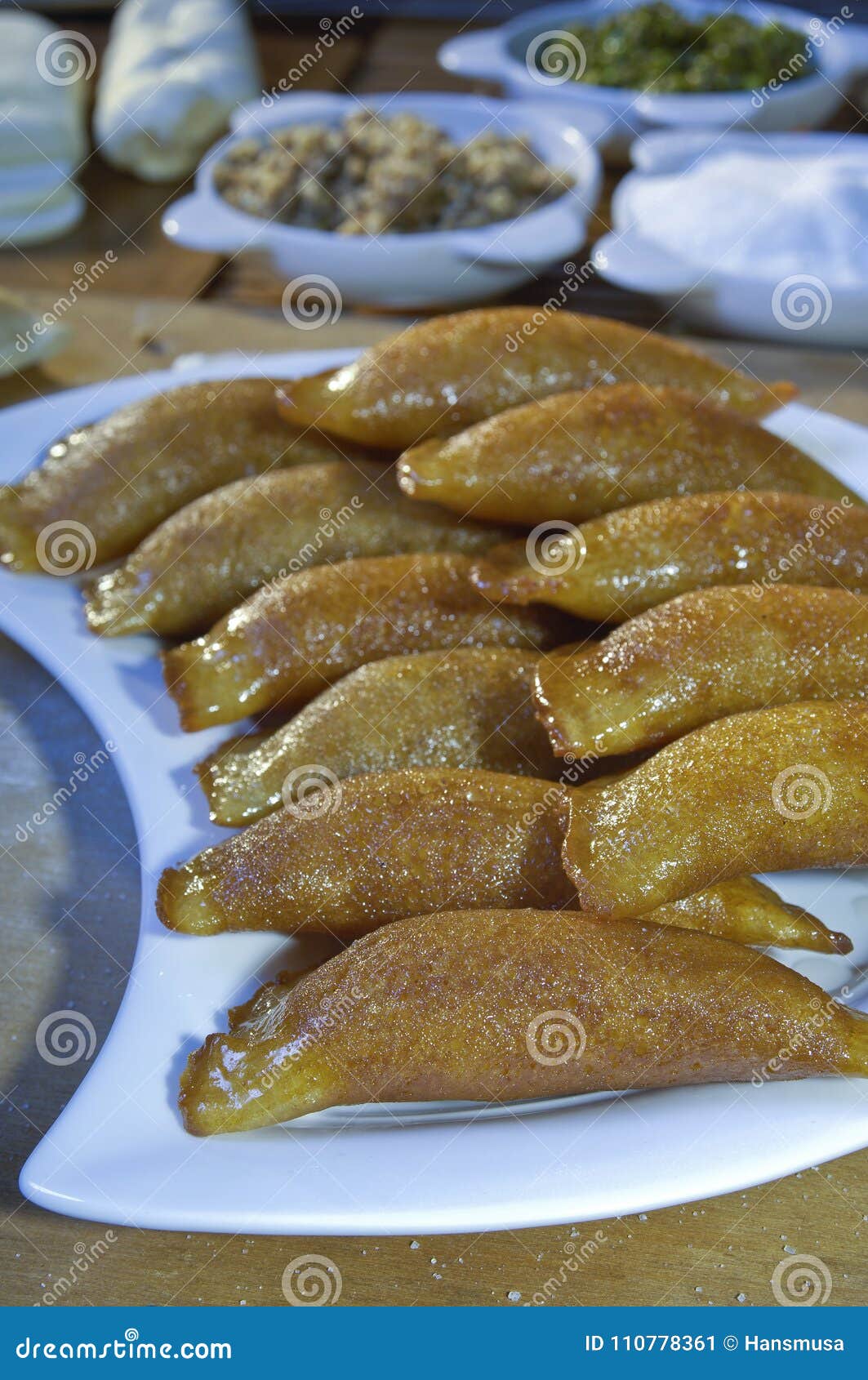 Qatayef or Katayef, Arabic Sweets with Nuts for Ramadan and Eid Stock ...