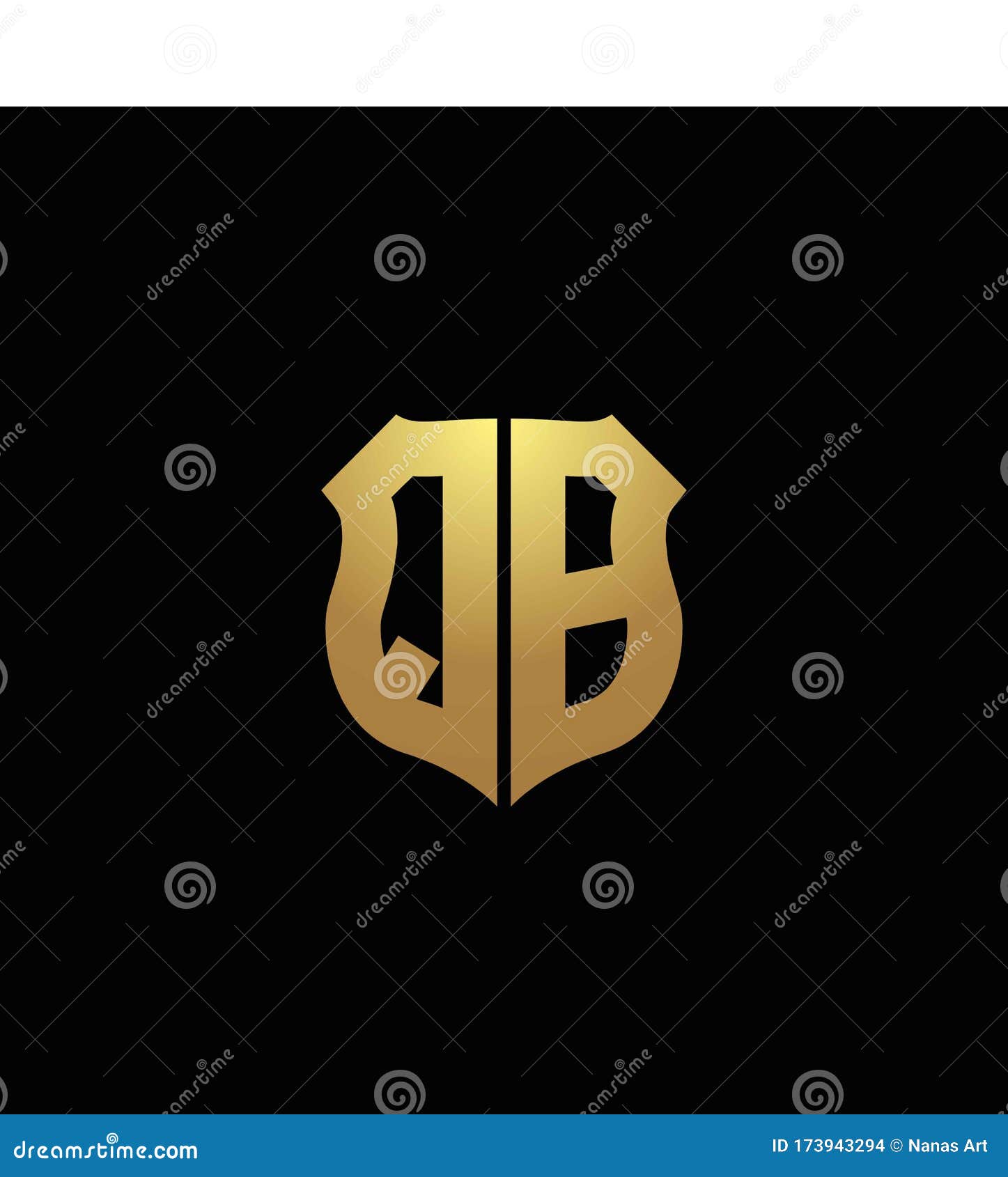 QB Logo Monogram with Gold Colors and Shield Shape Design Template ...