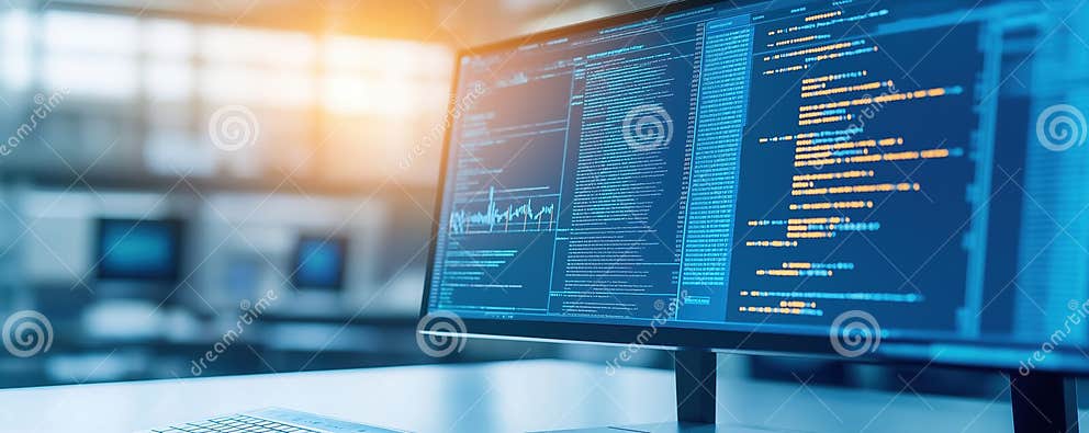 QC, Analyzing Data, Computer Screen with Digital Interface Stock Image ...