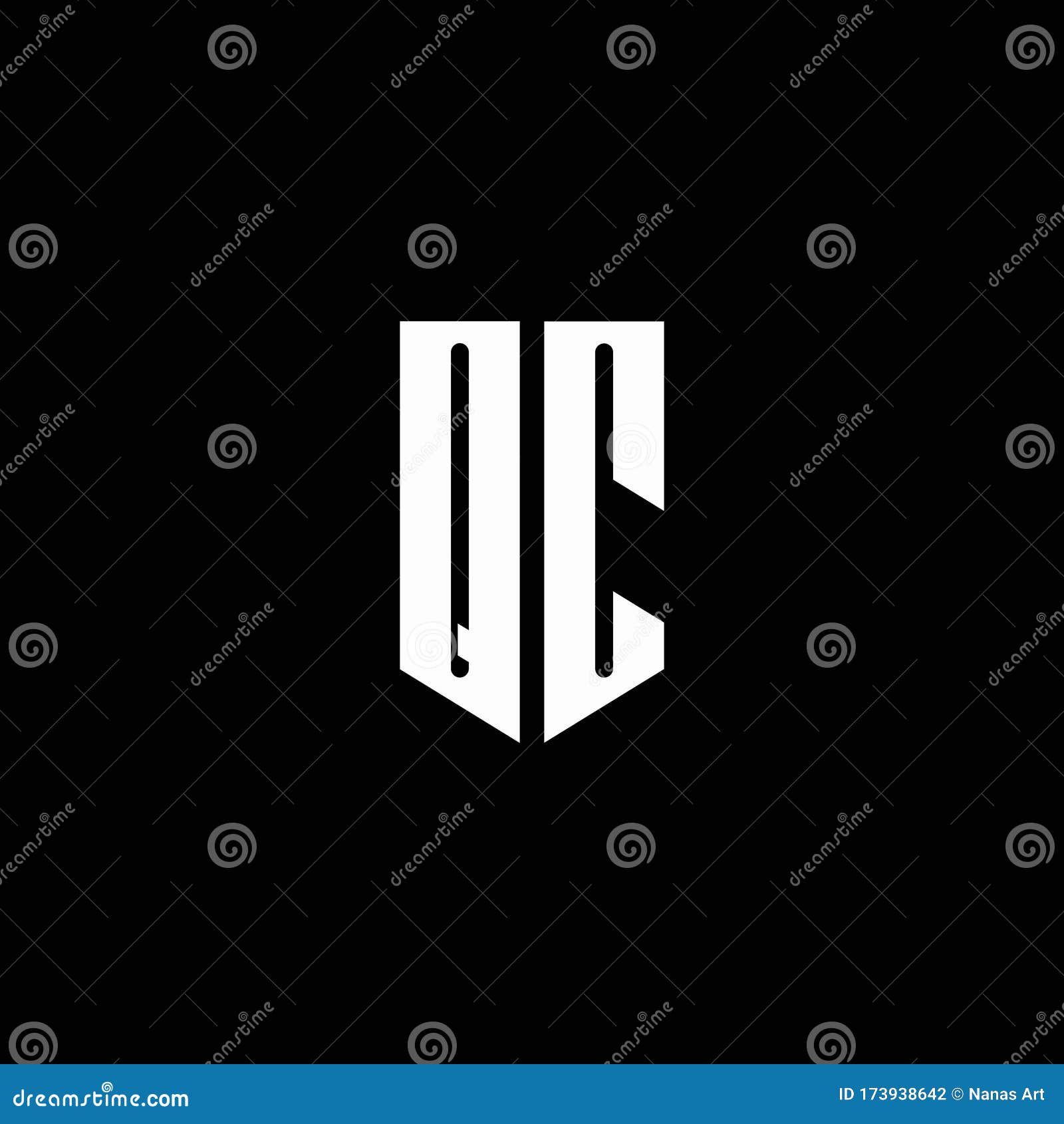 QC Logo Monogram with Emblem Style Isolated on Black Background Stock ...