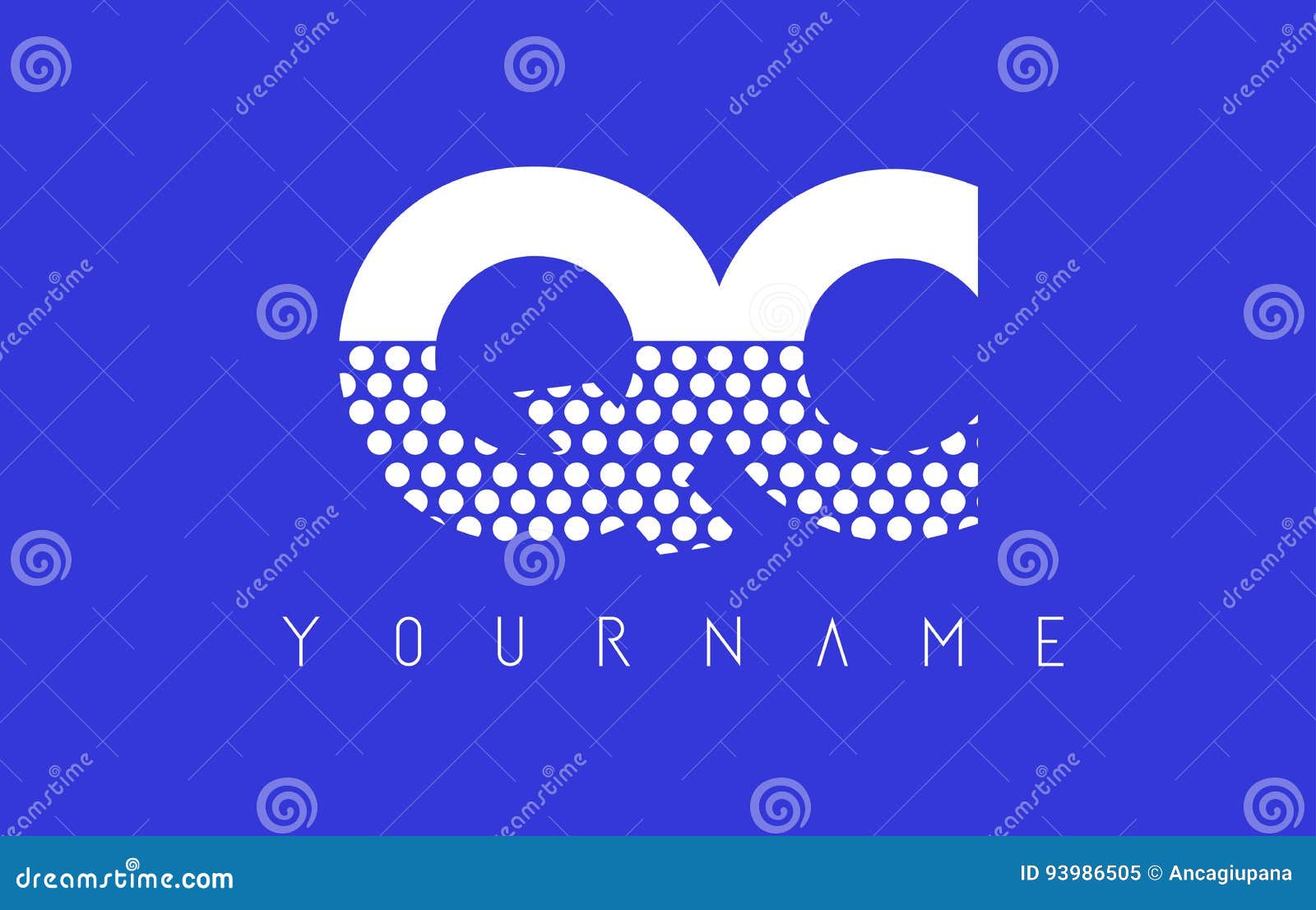 QC Q C Dotted Letter Logo Design with Blue Background. Stock Vector ...