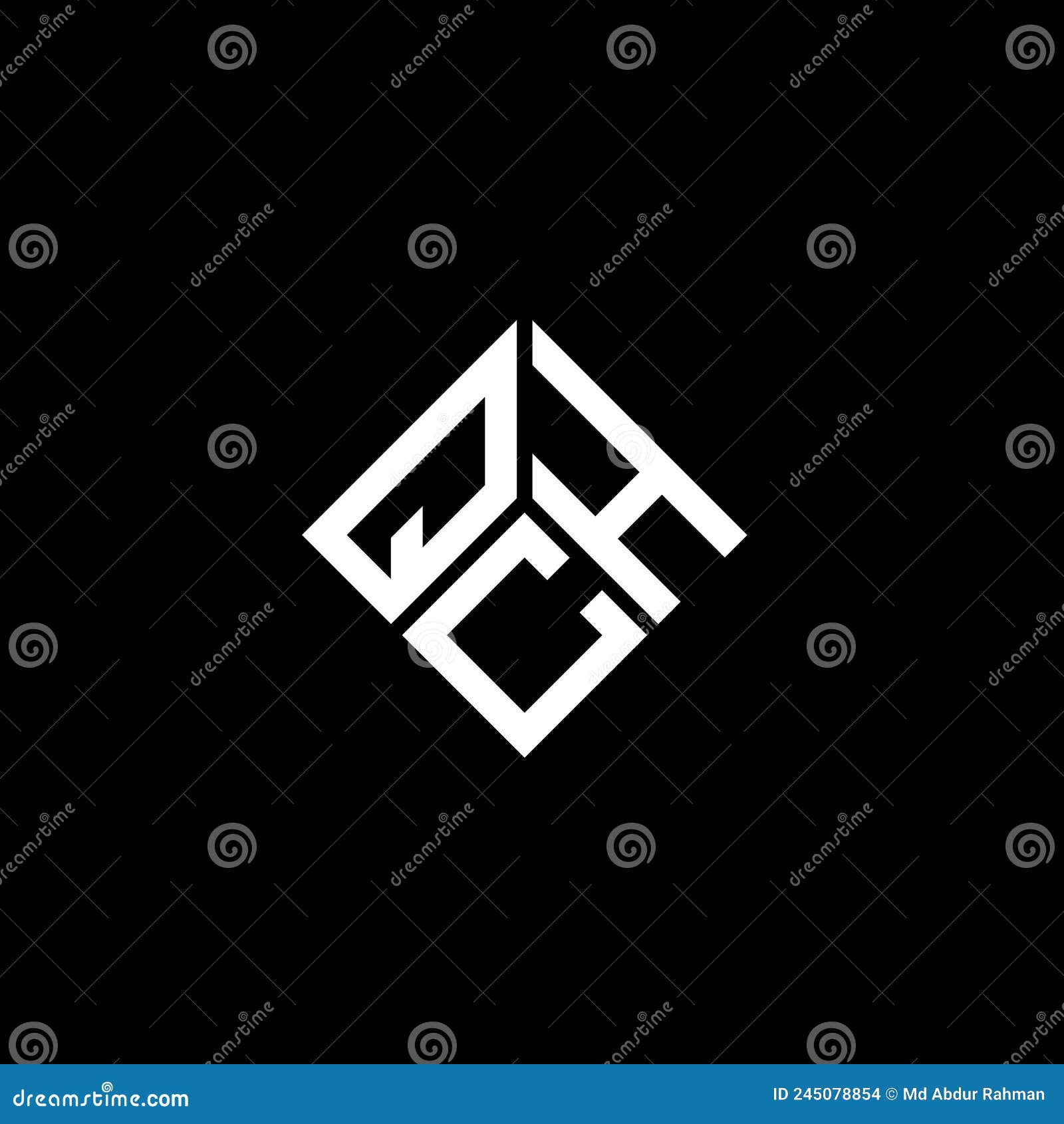 QCH Letter Logo Design on Black Background. QCH Creative Initials ...