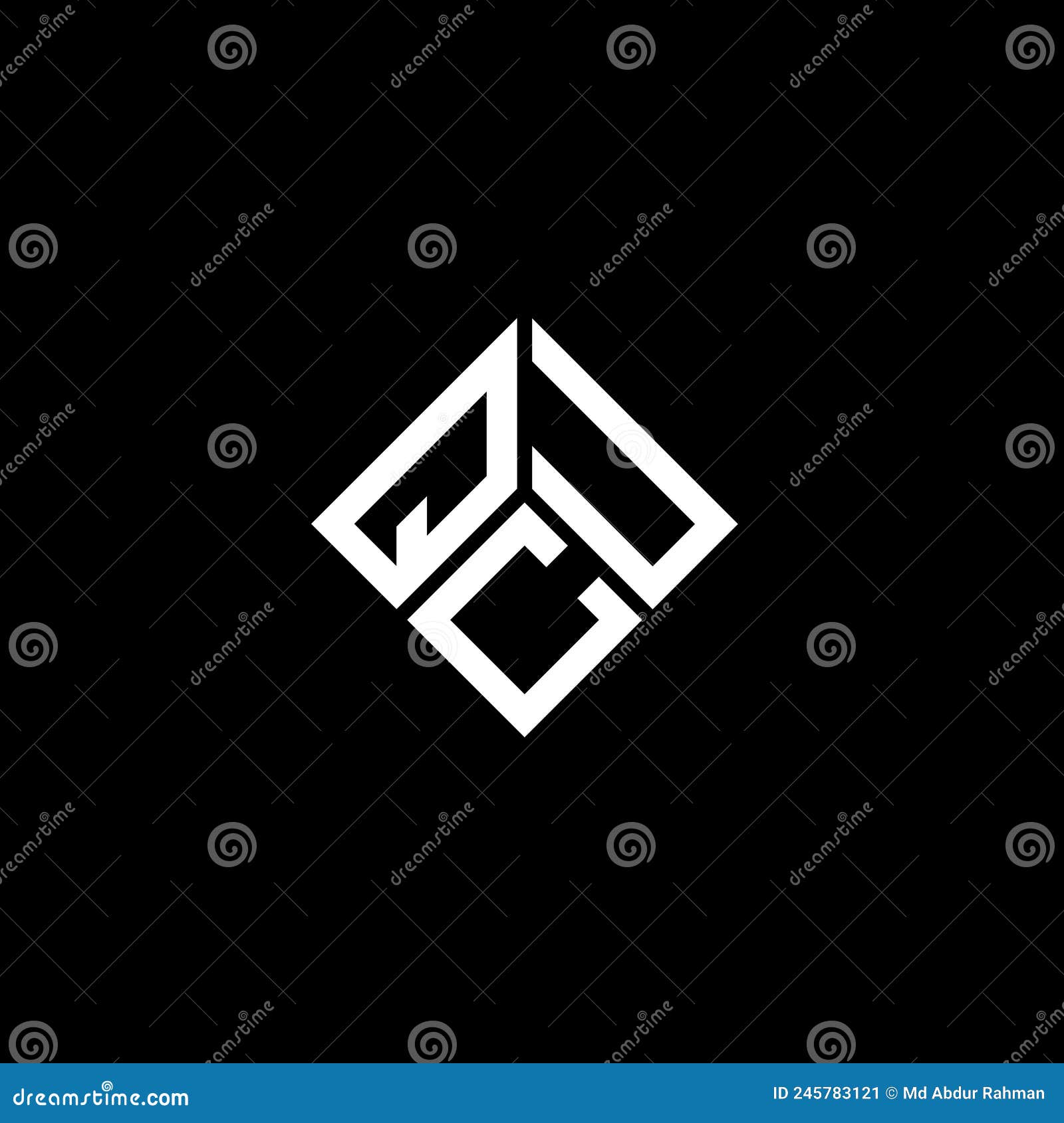 QCU Letter Logo Design on Black Background. QCU Creative Initials ...