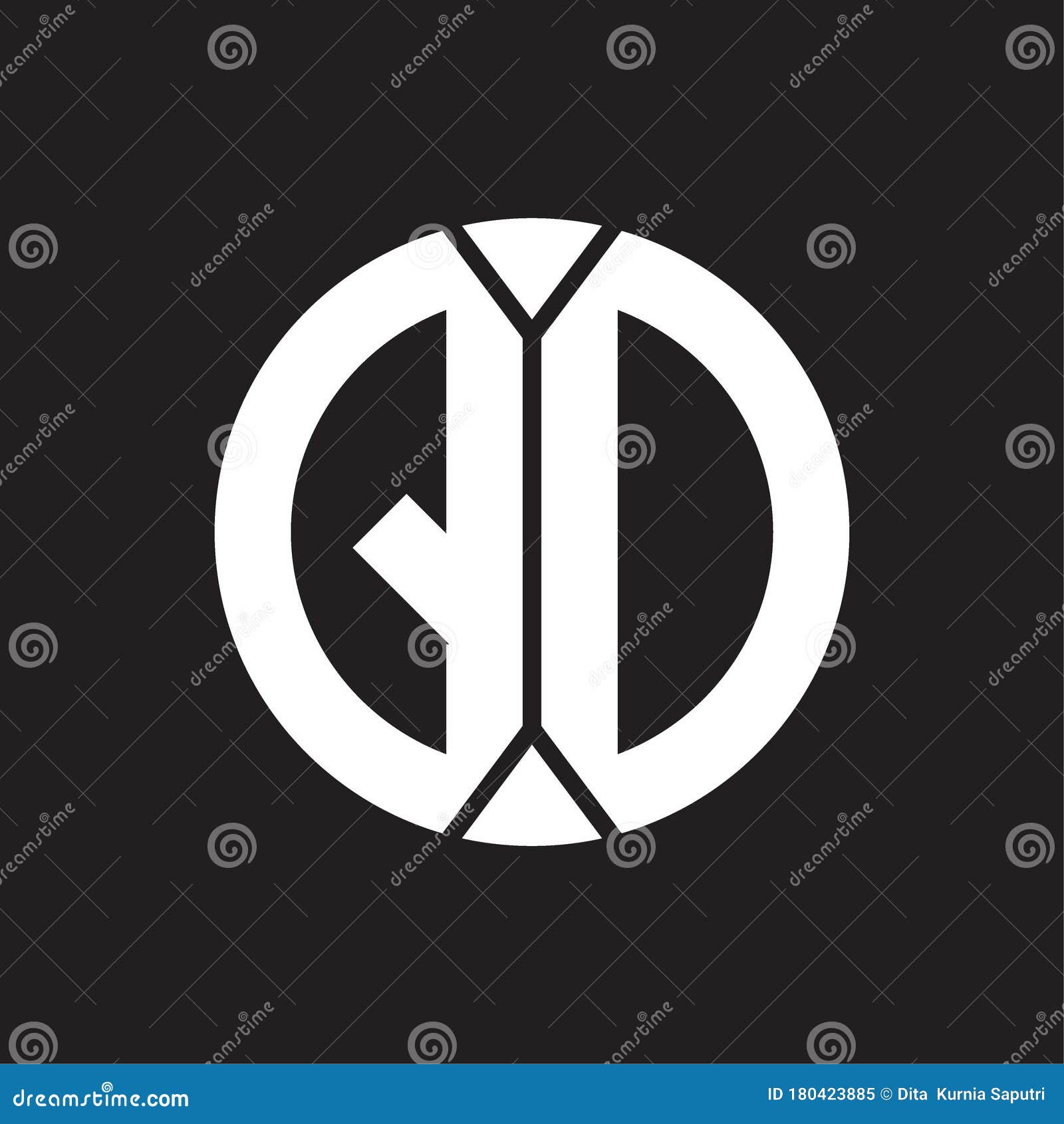 QD Logo Monogram with Piece Circle Ribbon Style Stock Vector ...