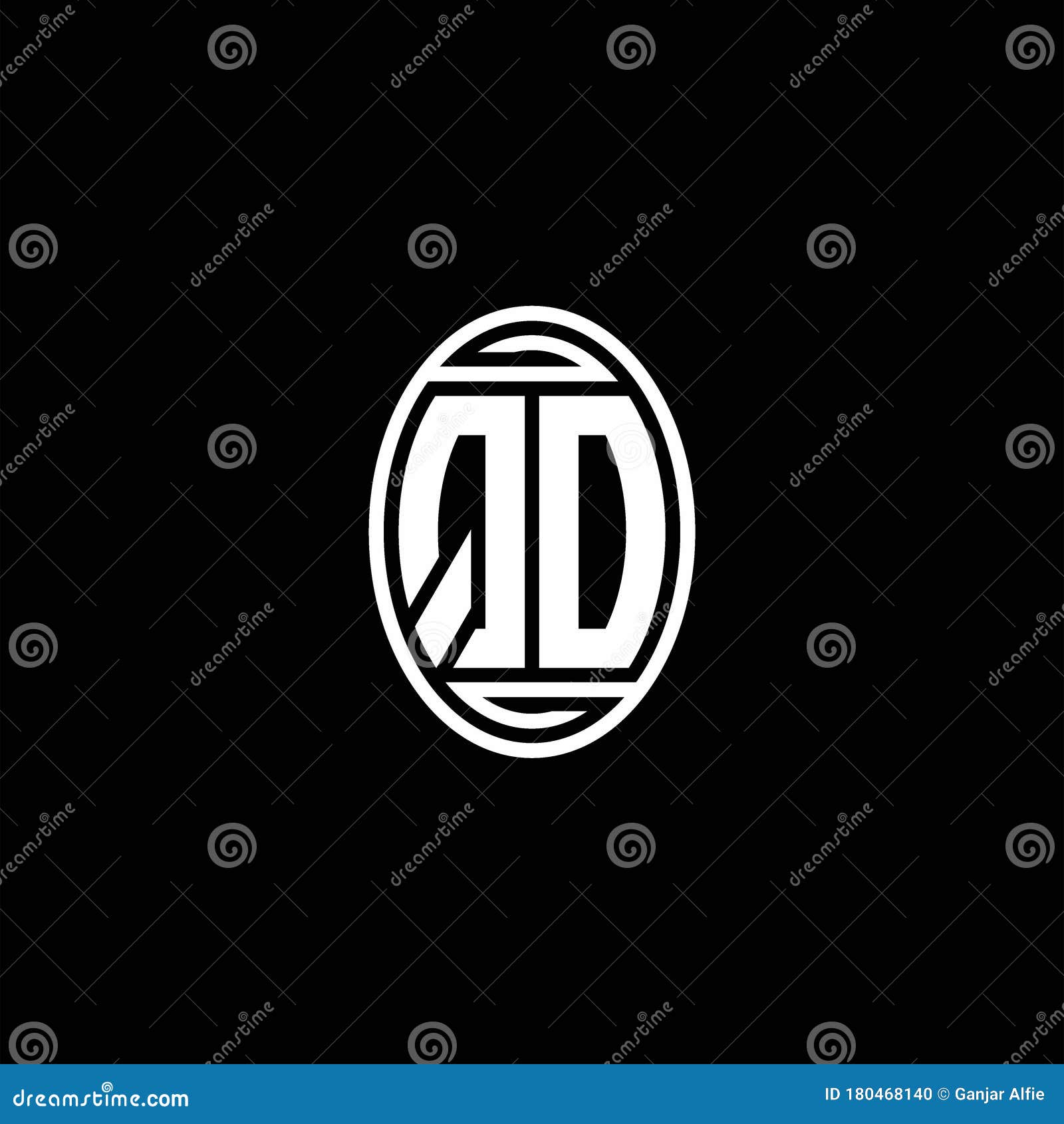 QD Monogram Logo Isolated on Oval Rotate Shape Stock Vector ...