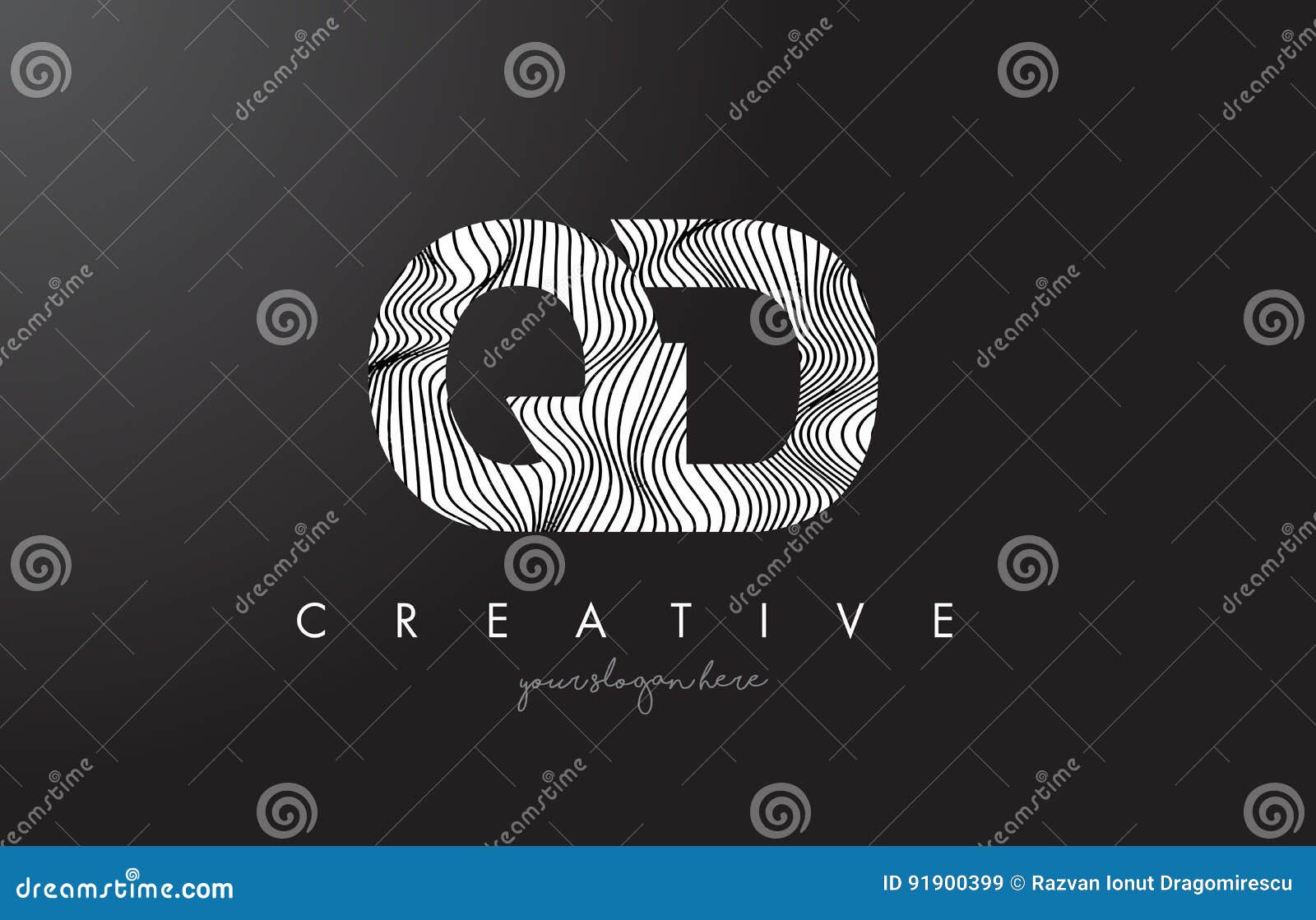 QD Q D Letter Logo with Zebra Lines Texture Design Vector. Stock Vector ...