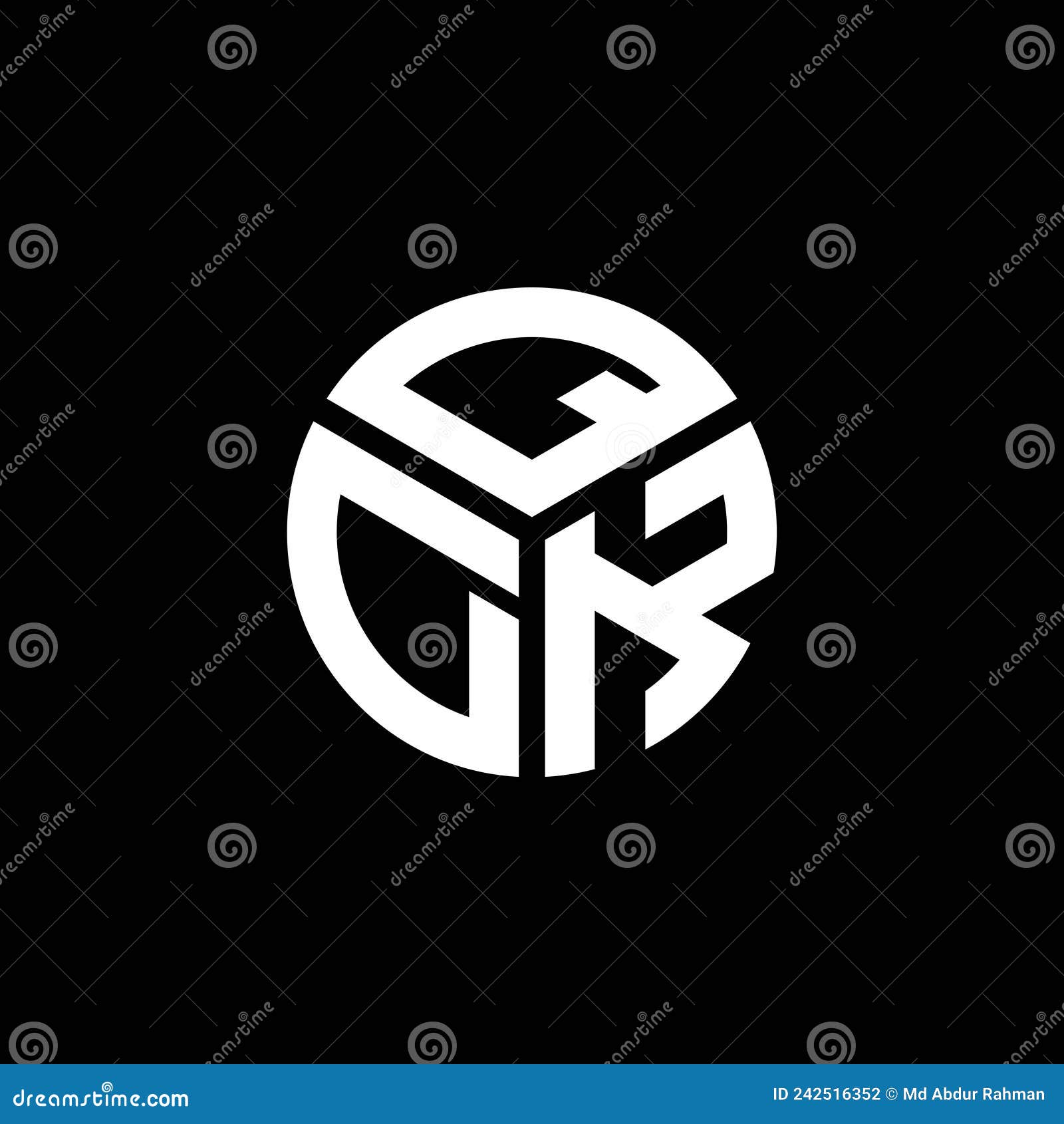 QDK Letter Logo Design on Black Background. QDK Creative Initials ...