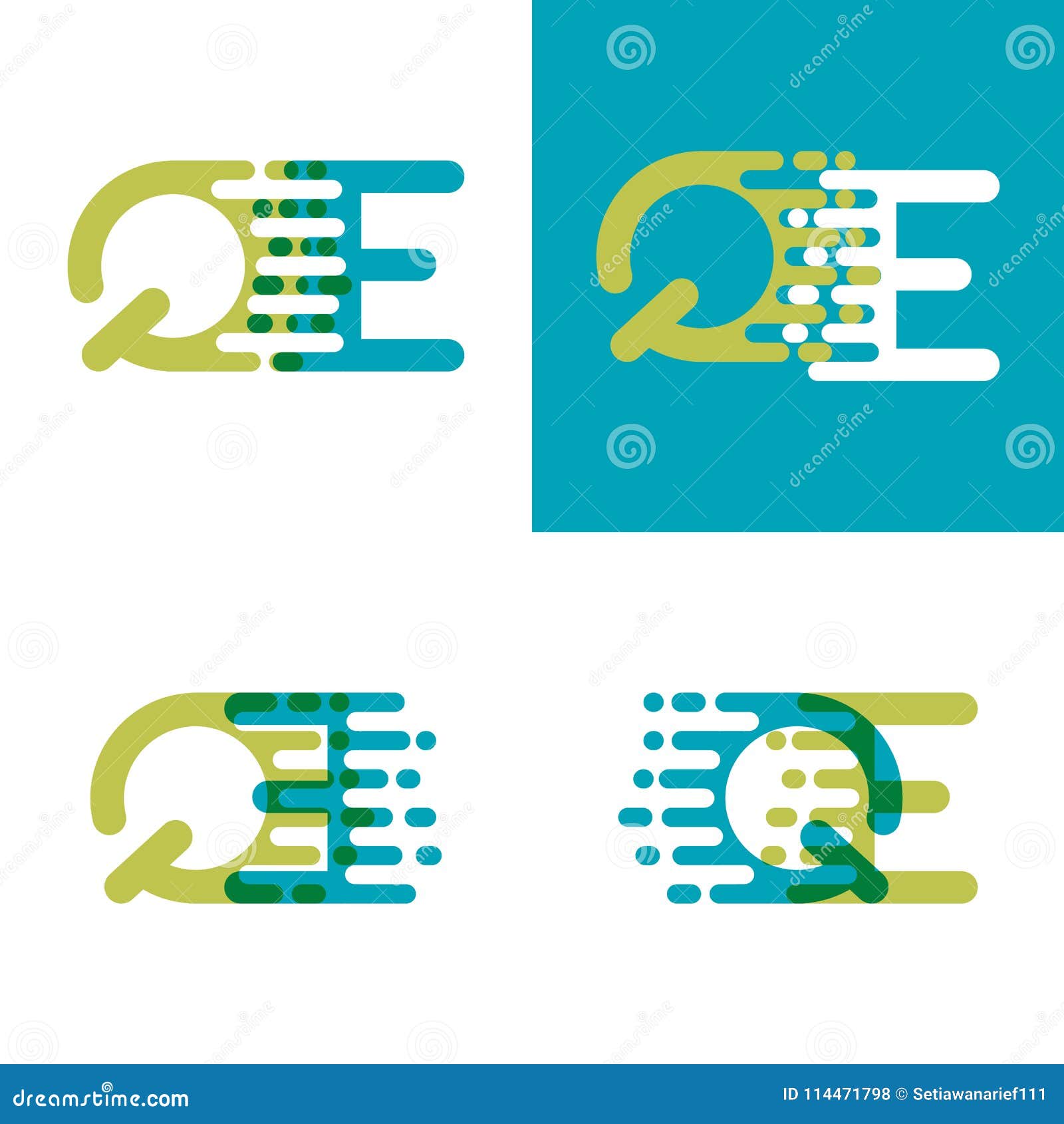 QE Letters Logo with Accent Speed in Blue and Light Green Stock Vector ...