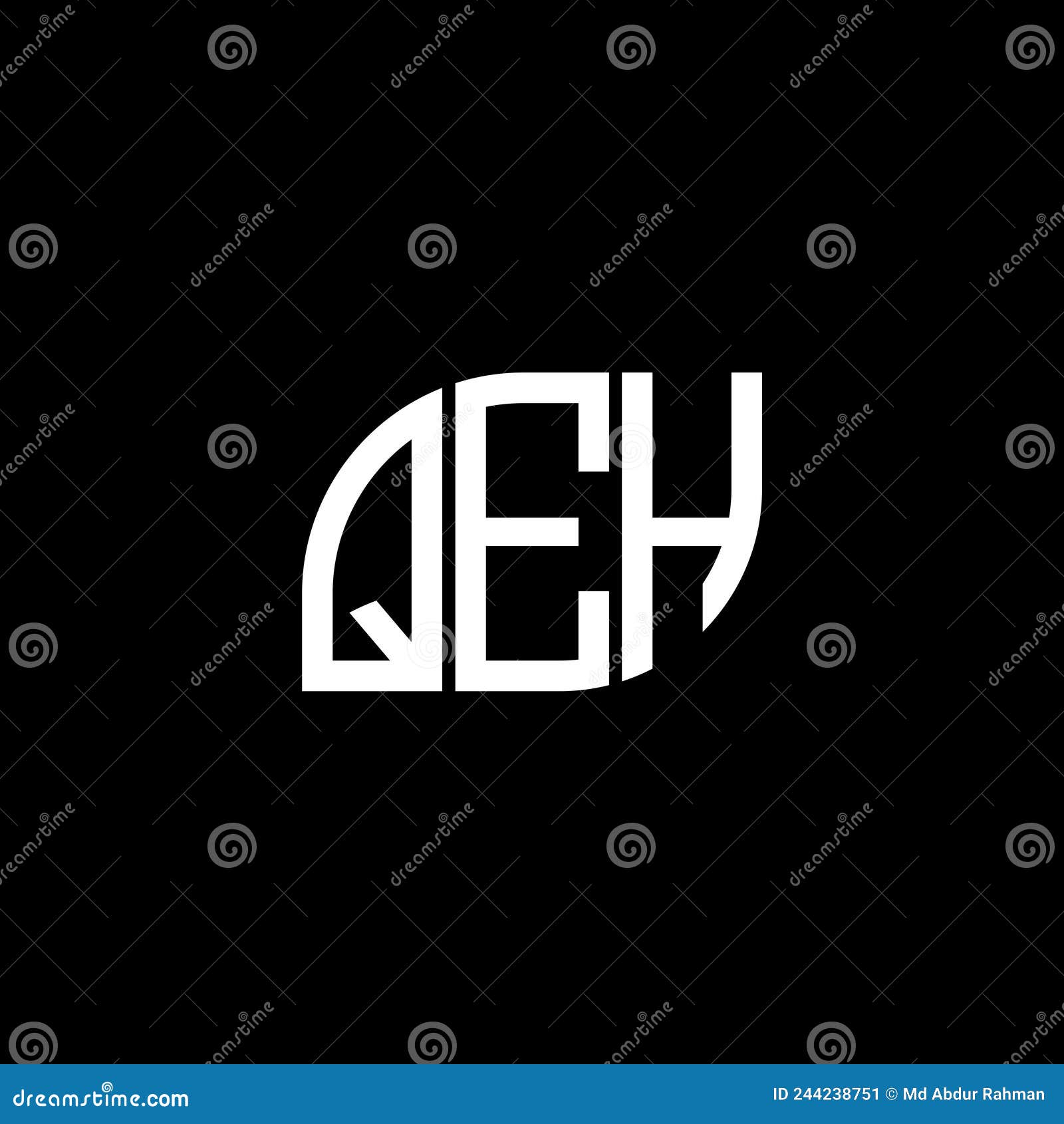 QEH Letter Logo Design on Black Background.QEH Creative Initials Letter ...