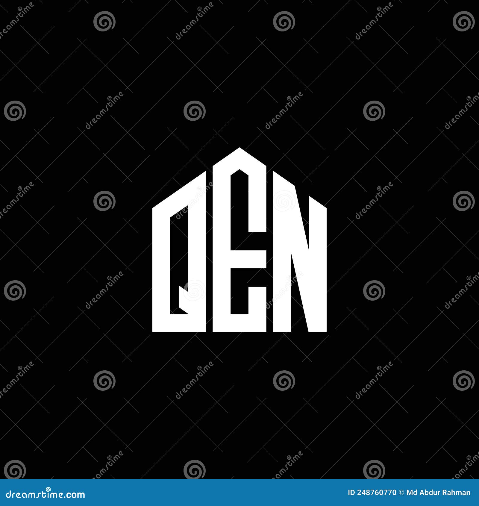QEN Letter Logo Design on BLACK Background. QEN Creative Initials ...