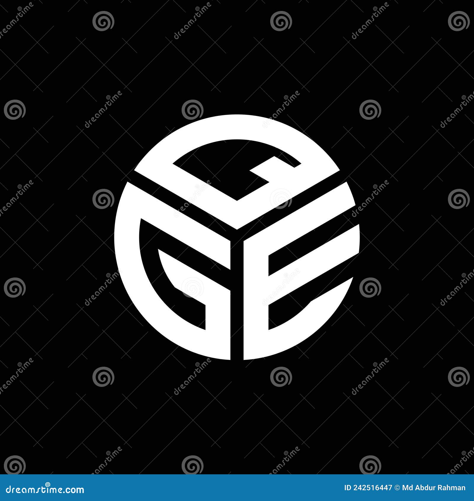 QGE Letter Logo Design on Black Background. QGE Creative Initials ...