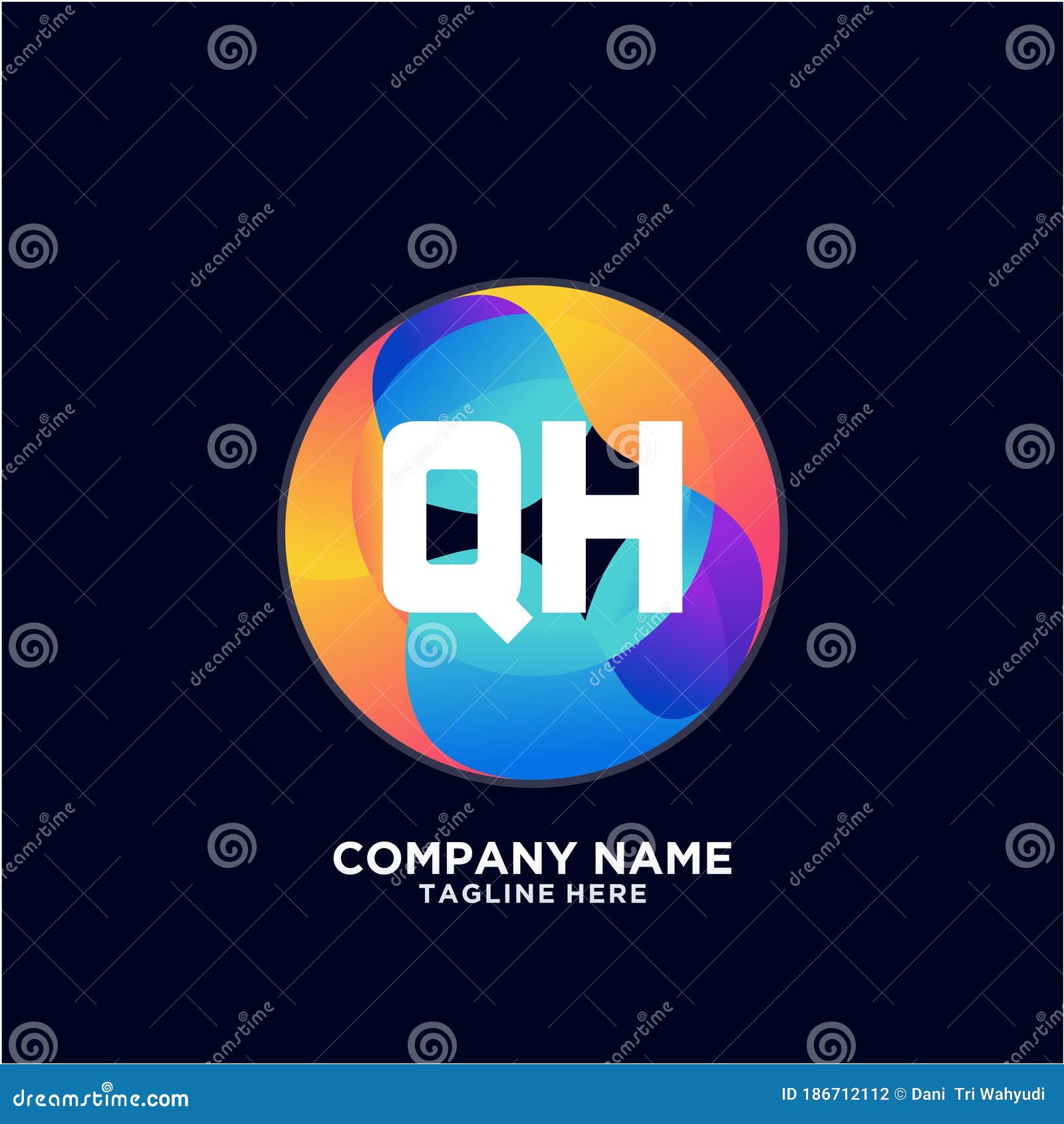 QH Initial Logo with Colorful Circle Template Vector Stock Vector ...
