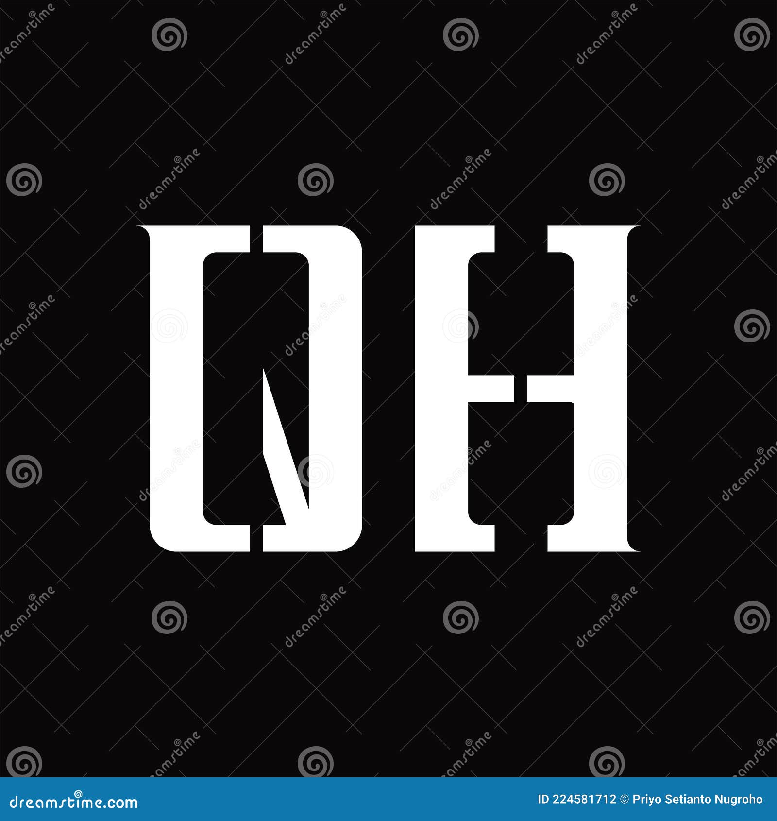 QH Logo Monogram with Middle Slice Design Template Stock Vector ...