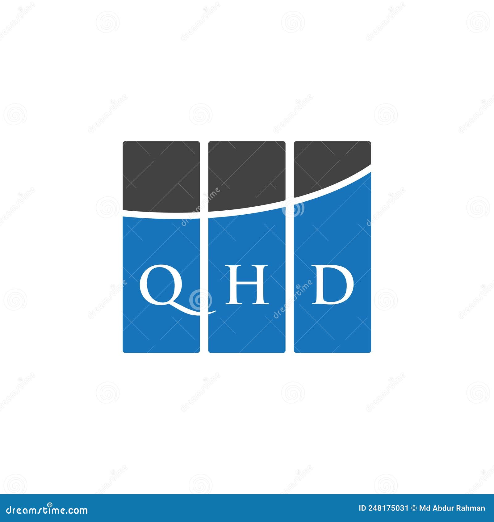 QHD Letter Logo Design on WHITE Background. QHD Creative Initials ...