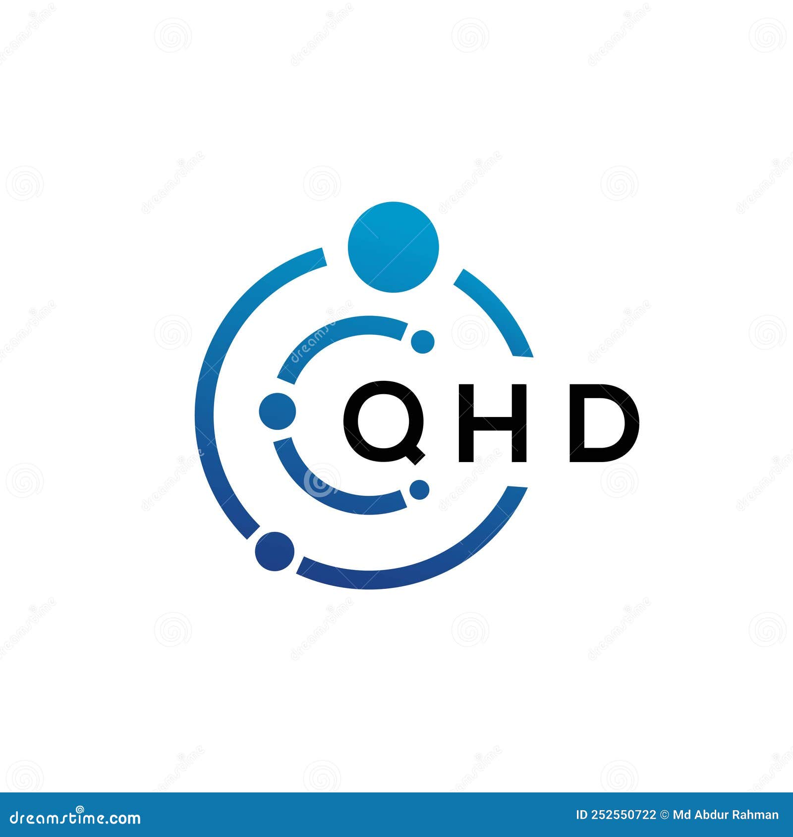 QHD Letter Technology Logo Design on White Background. QHD Creative ...