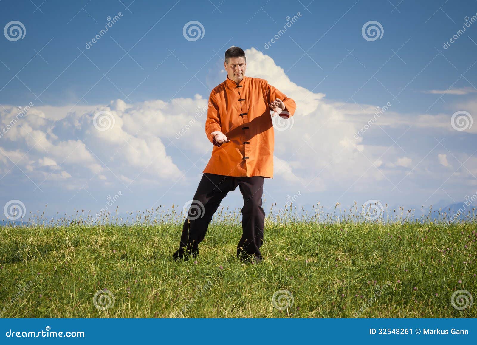 Qi-Gong outdoor stock image. Image of orange, asian, human - 32548261