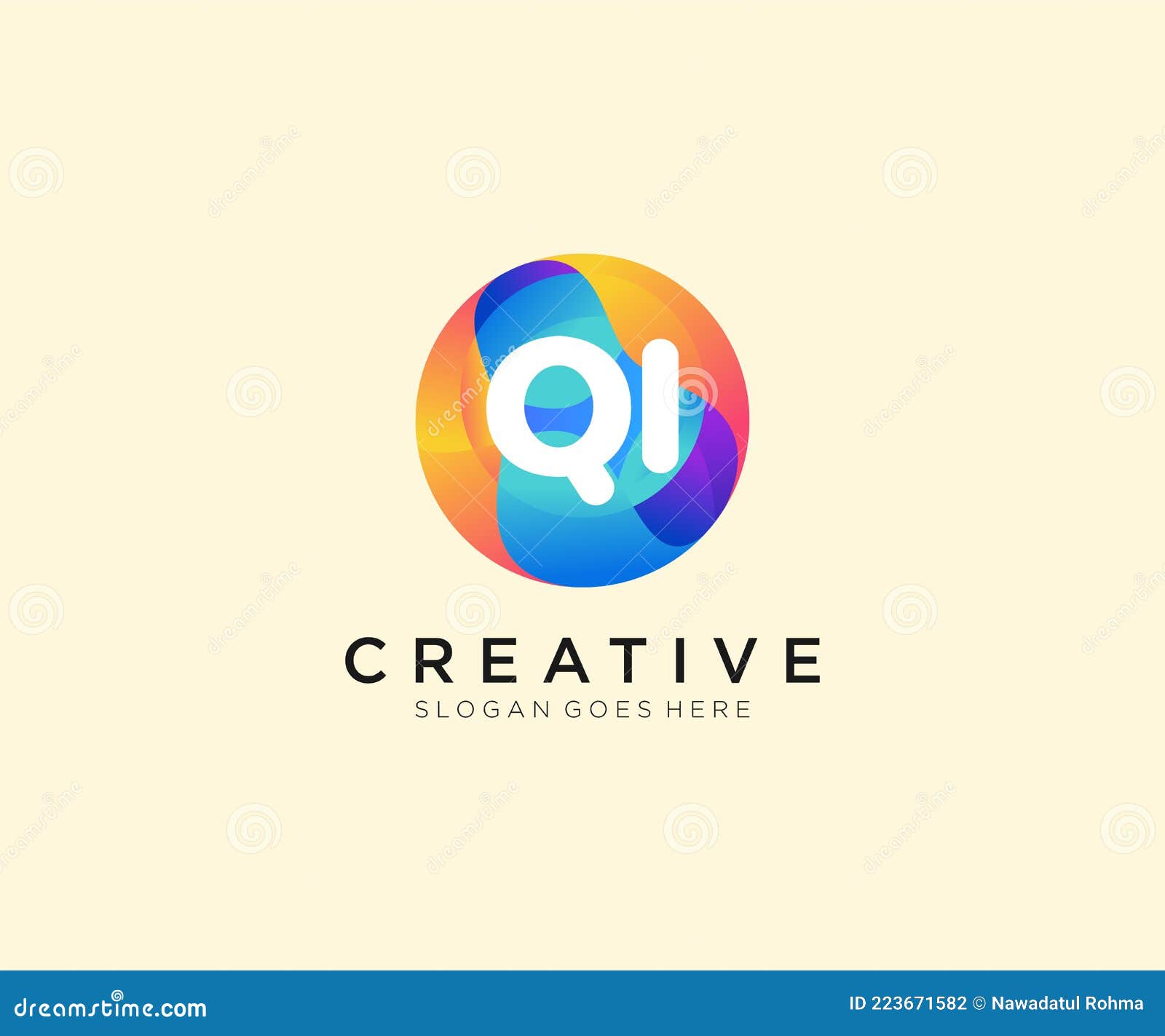 QI Initial Logo with Colorful Circle Template Vector Stock Vector ...