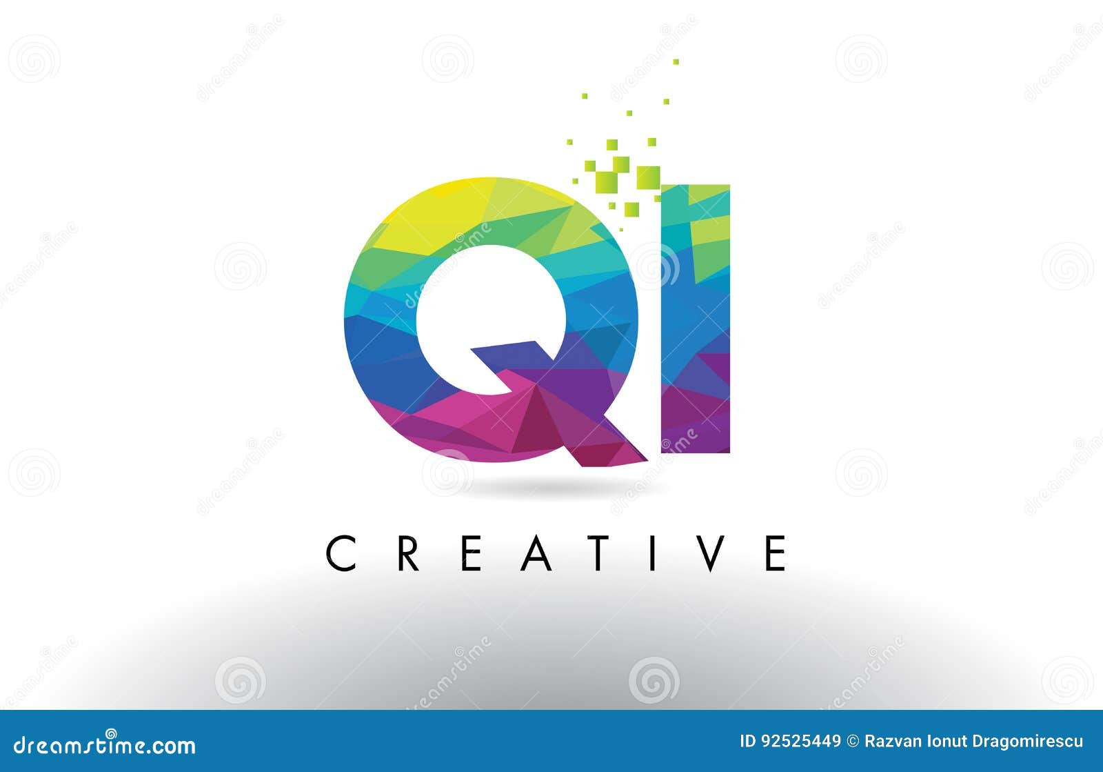 QI Q I Colorful Letter Origami Triangles Design Vector. Stock Vector ...