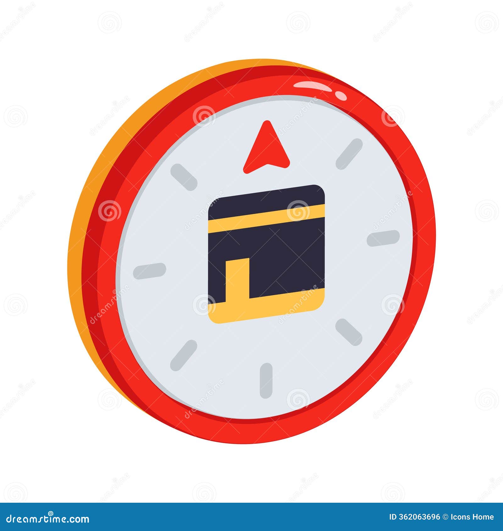 Qibla - Direction For A Mecca For Muslims Praying. Vector Isolated ...