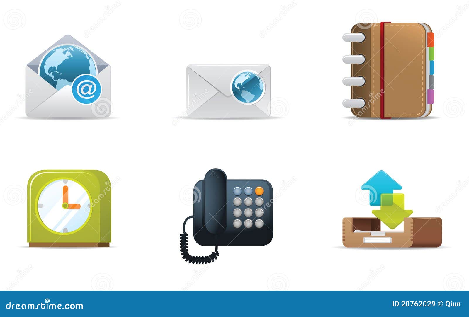 Qicon Web icons 3 stock vector. Illustration of envelope - 20762029