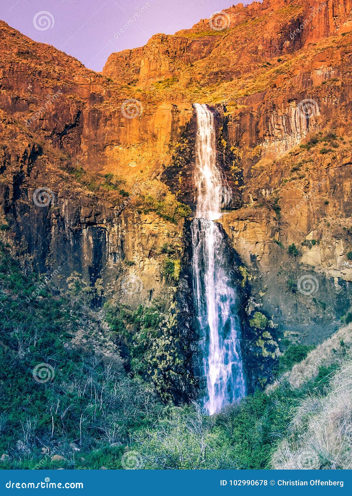 Qiloane Falls Waterfall in Lesotho Stock Photo - Image of remote ...