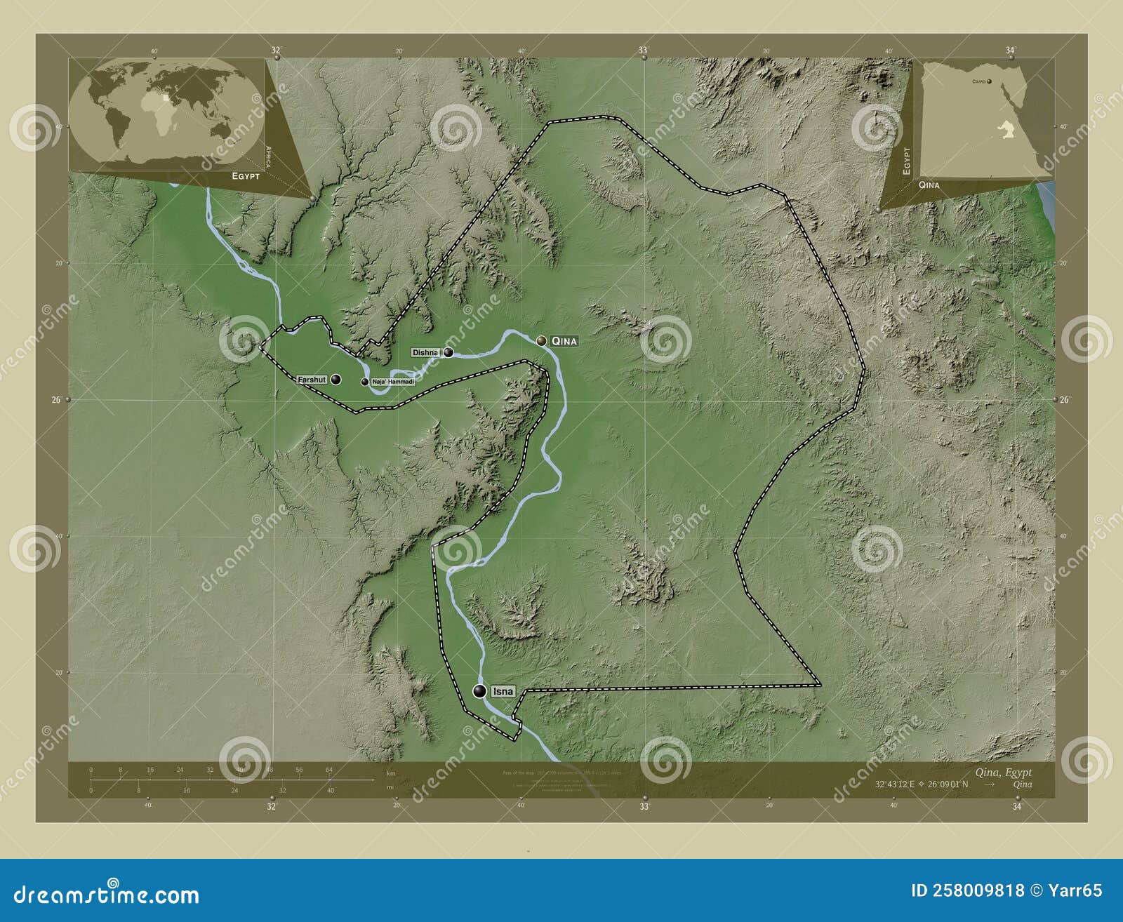 Qina, Egypt. Wiki. Labelled Points of Cities Stock Illustration ...