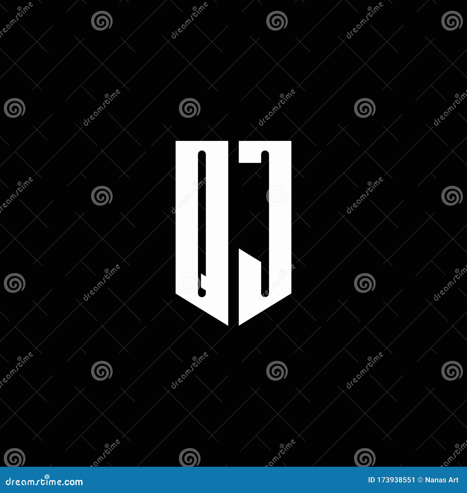 QJ Logo Monogram with Emblem Style Isolated on Black Background Stock ...
