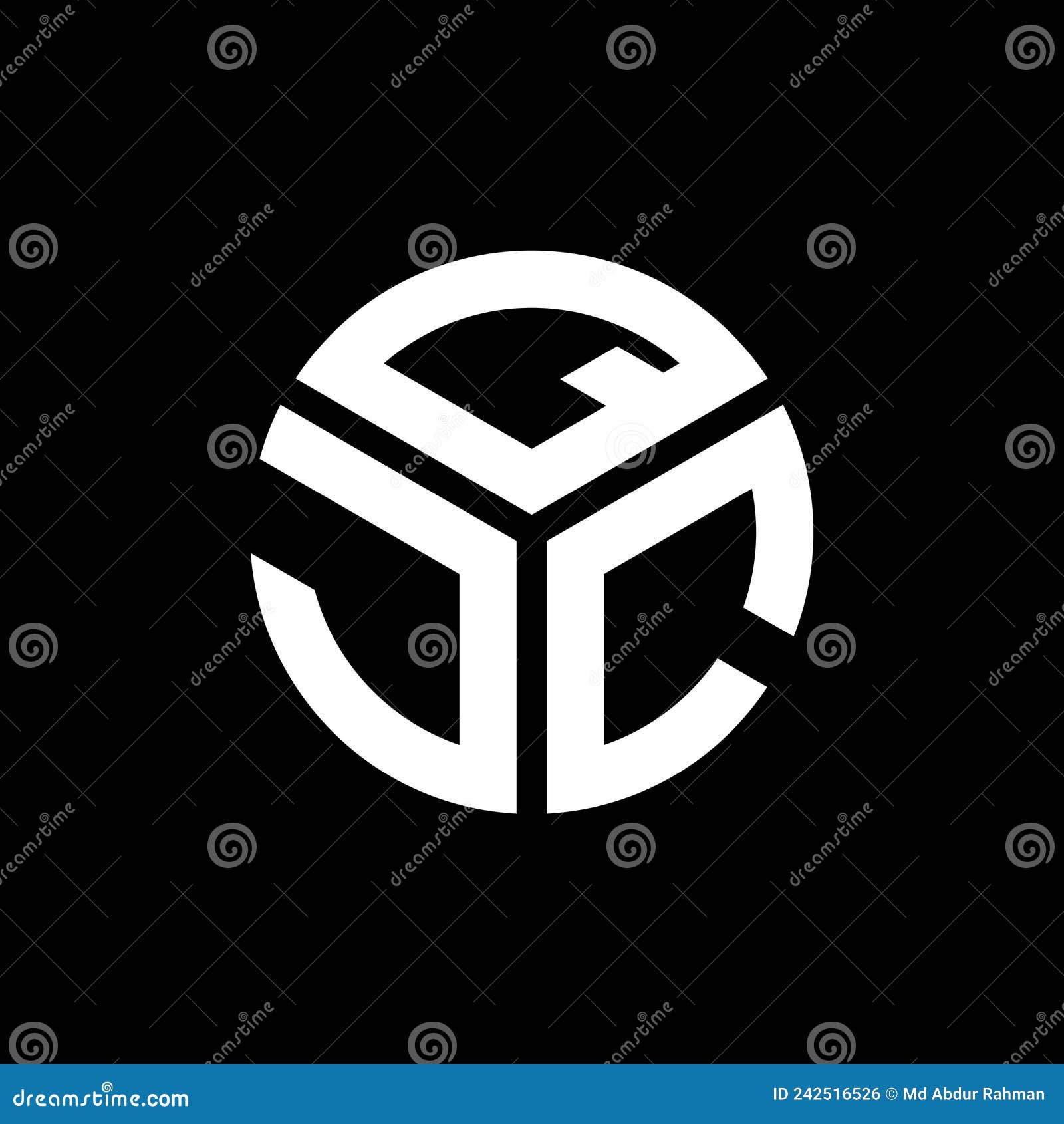 QJC Letter Logo Design on Black Background. QJC Creative Initials ...