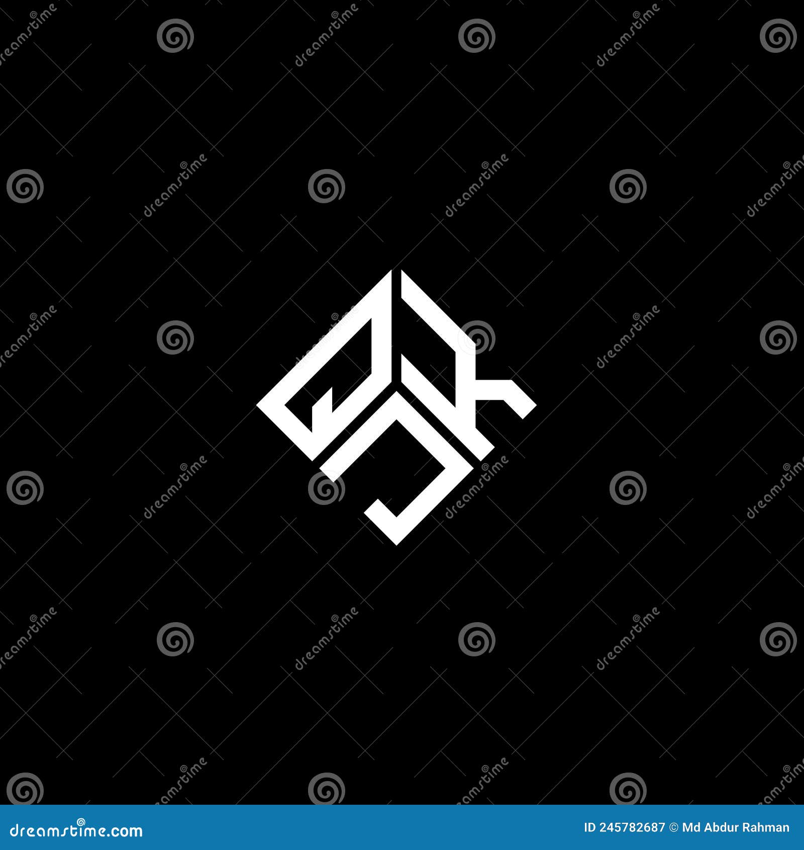 QJK Letter Logo Design on Black Background. QJK Creative Initials ...