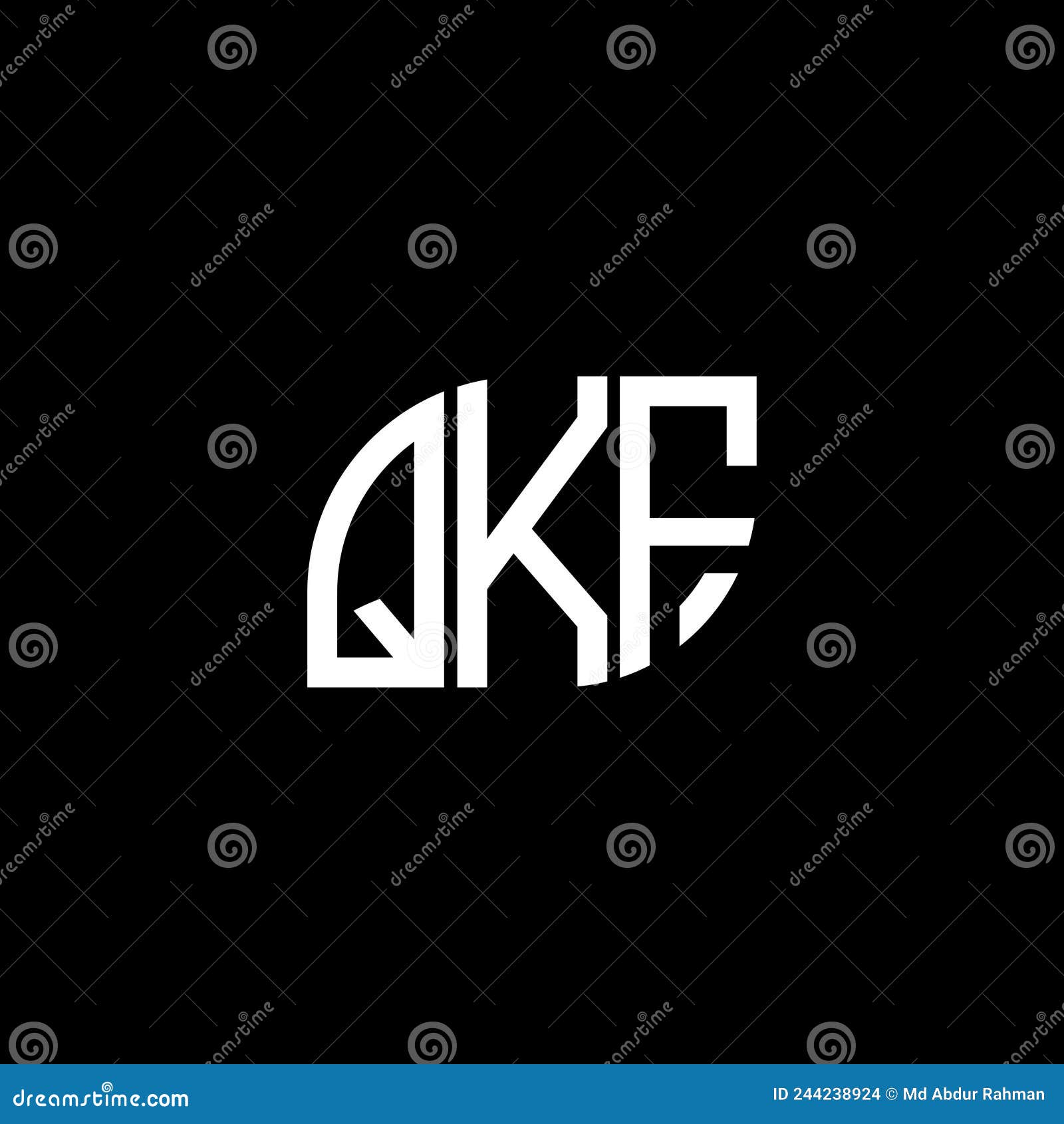 QKF Letter Logo Design on Black Background.QKF Creative Initials Letter ...