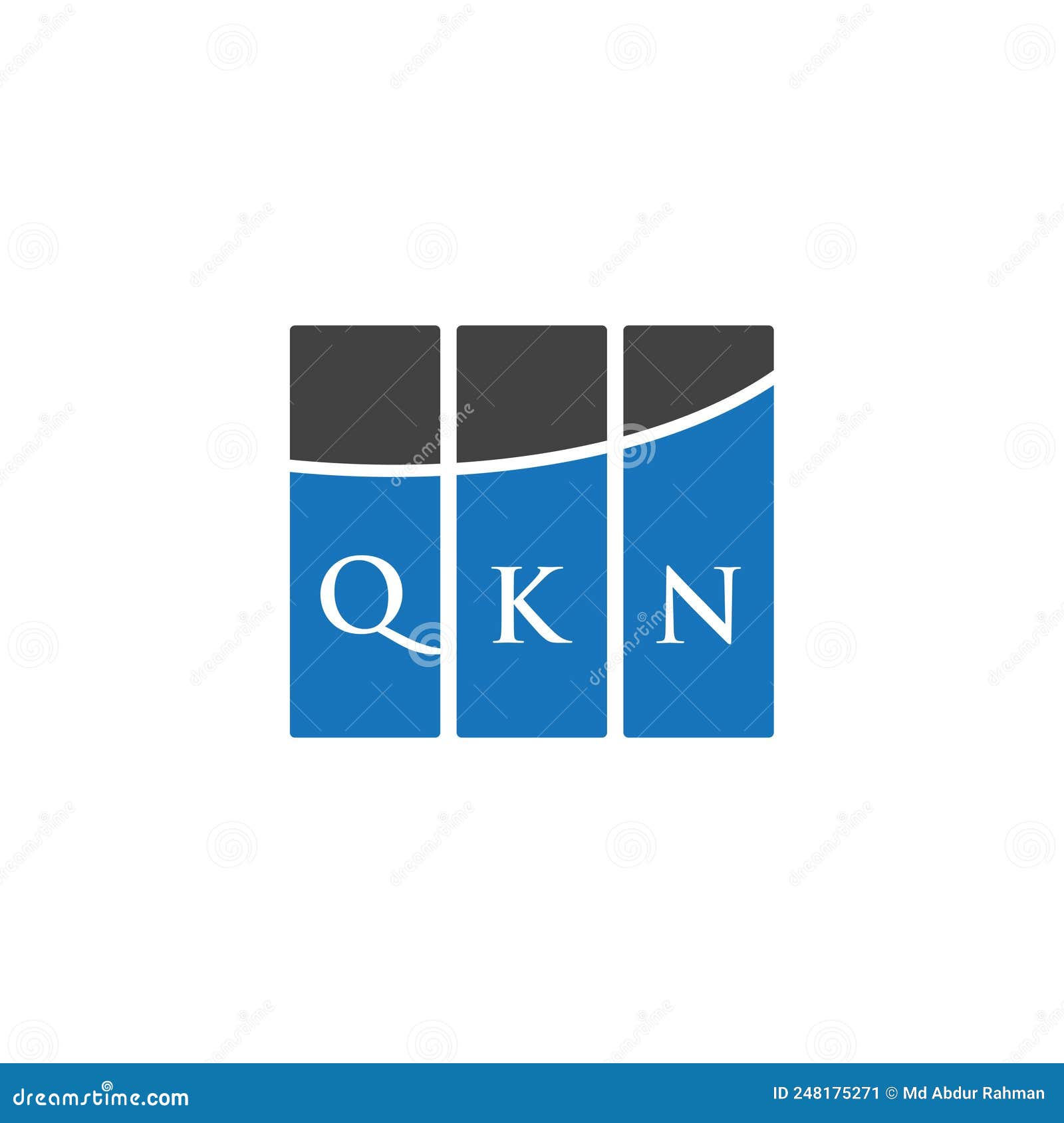 QKN Letter Logo Design on WHITE Background. QKN Creative Initials ...