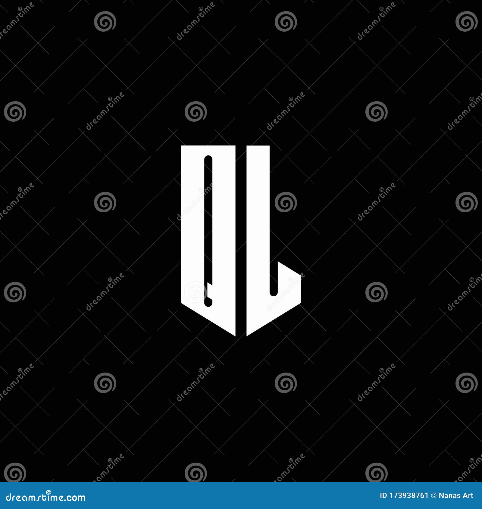 QL Logo Monogram with Emblem Style Isolated on Black Background Stock ...