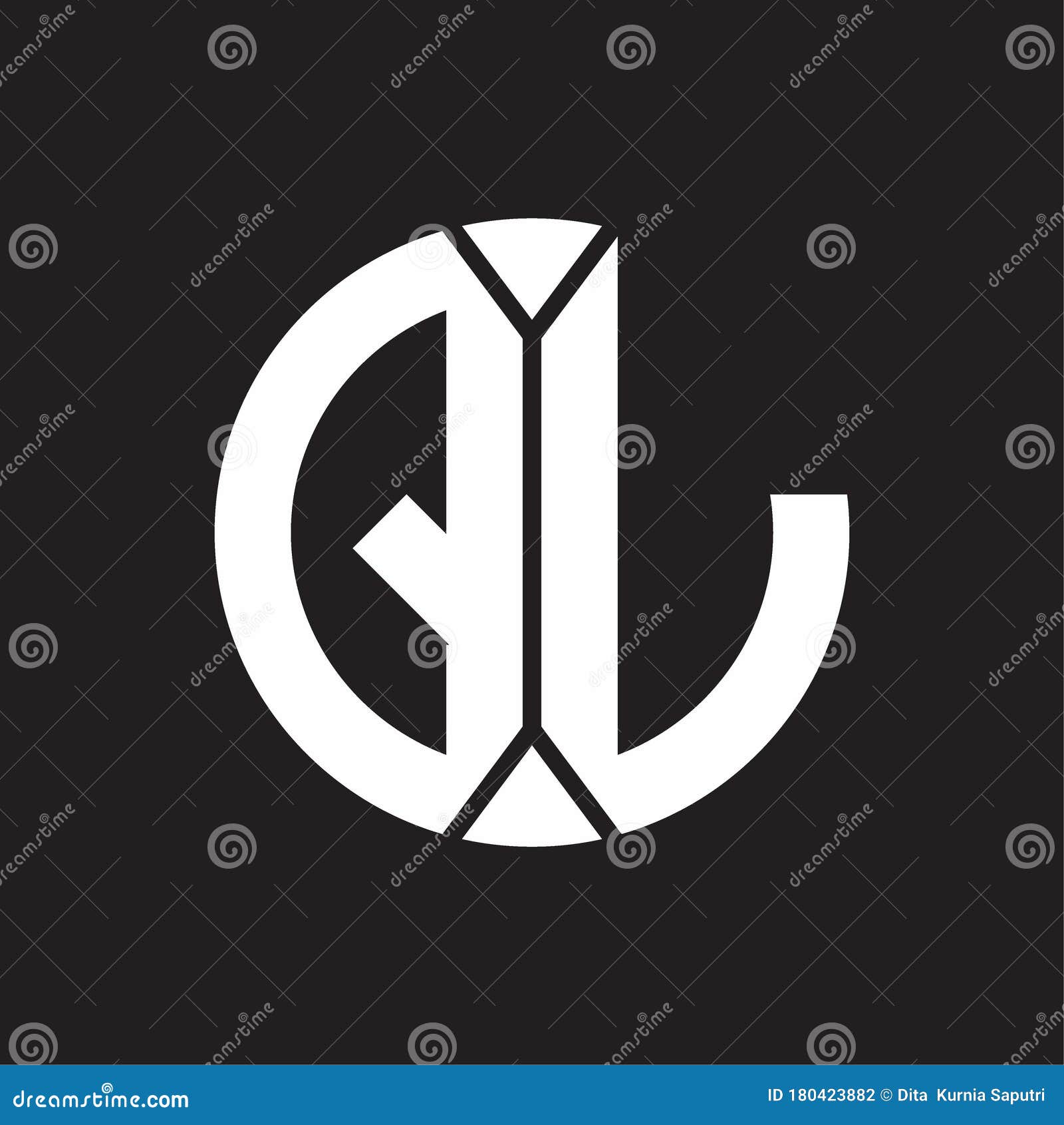QL Logo Monogram with Piece Circle Ribbon Style Stock Vector ...